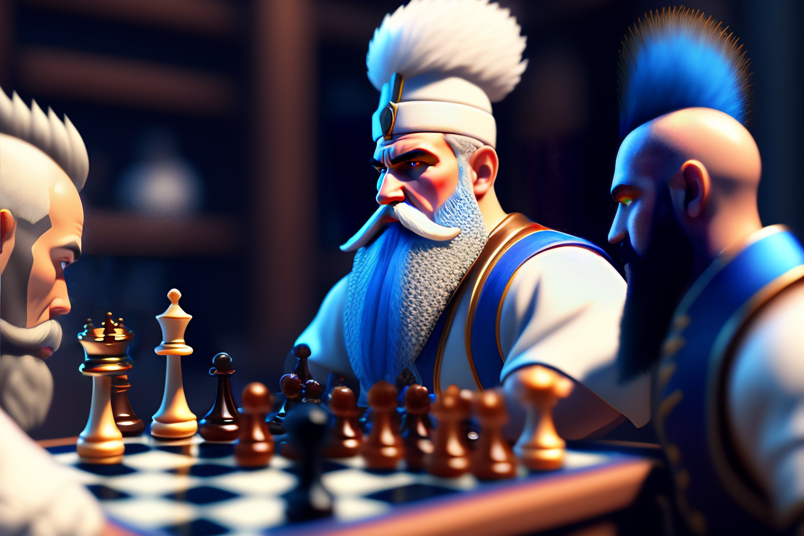 Lexica - A white man with a beard and a blue mohawk outplays a ...