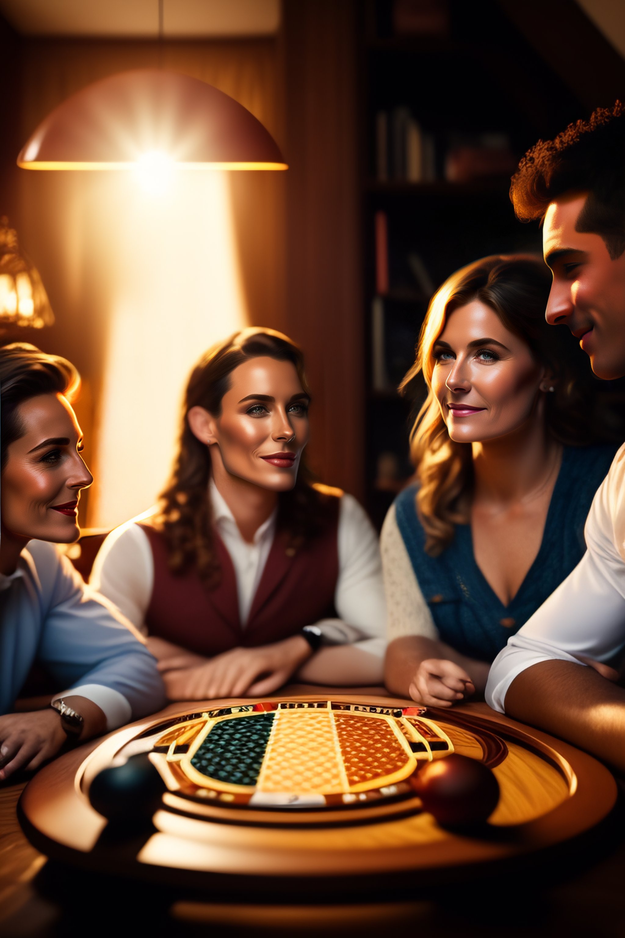 Lexica - Two men and two lesbian women playing catan game, cinematic ...