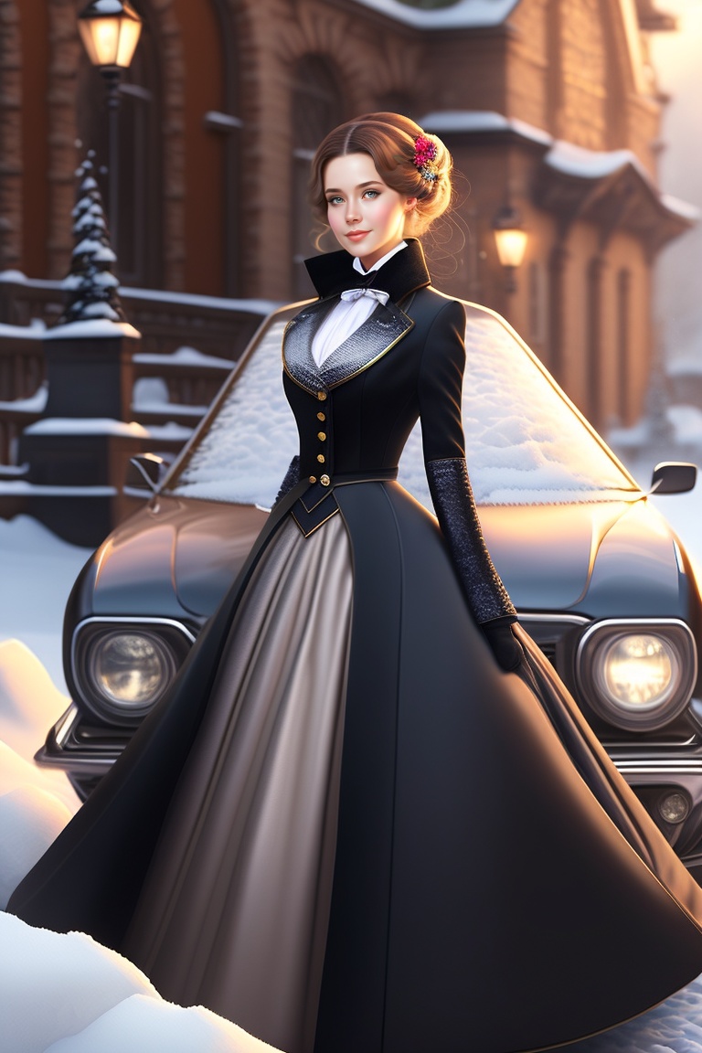 Lexica - A car of the 19th century, a girl in a tuxedo with a machine ...