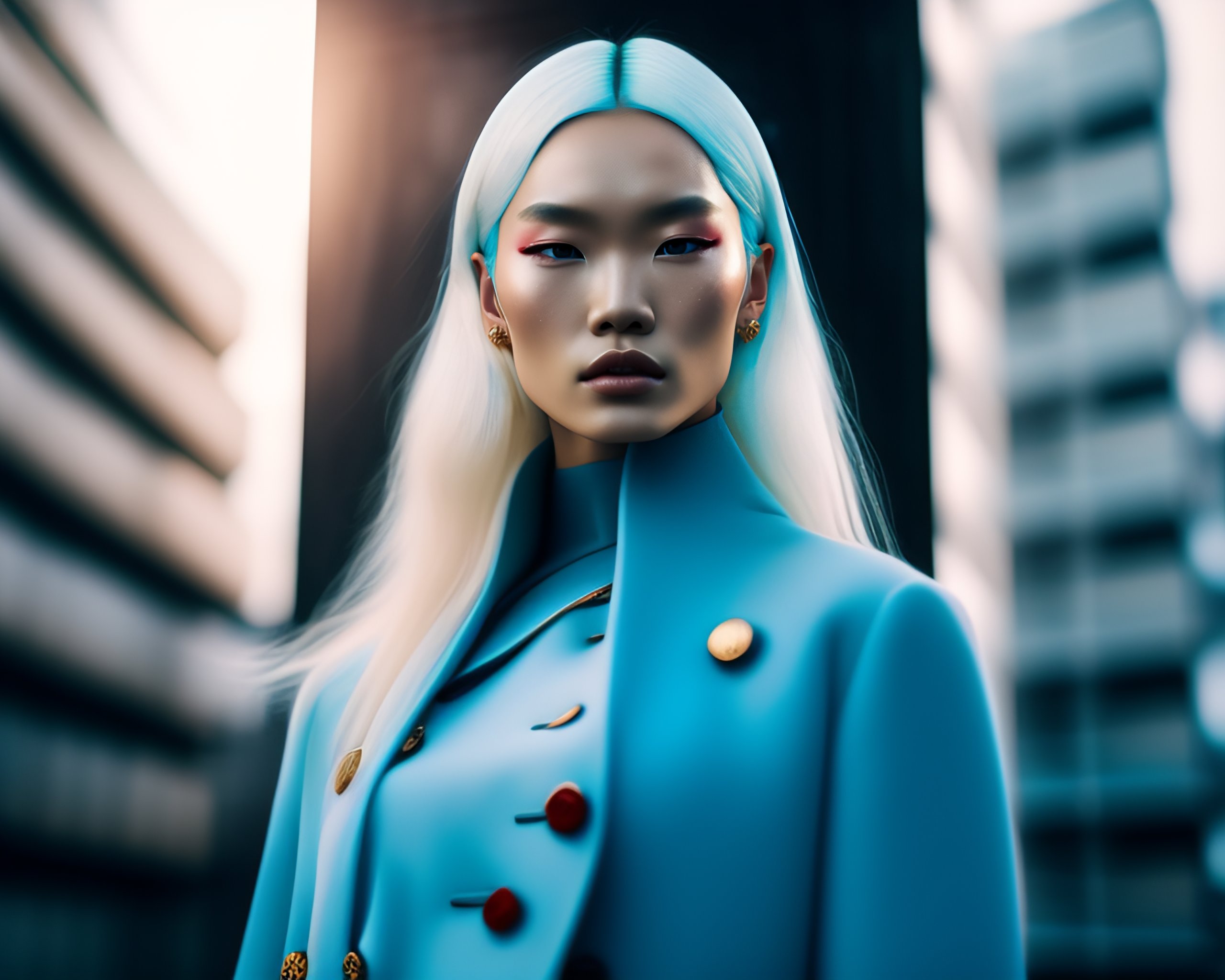 Lexica - Portrait of haute couture beautiful albino asian fashion model ...