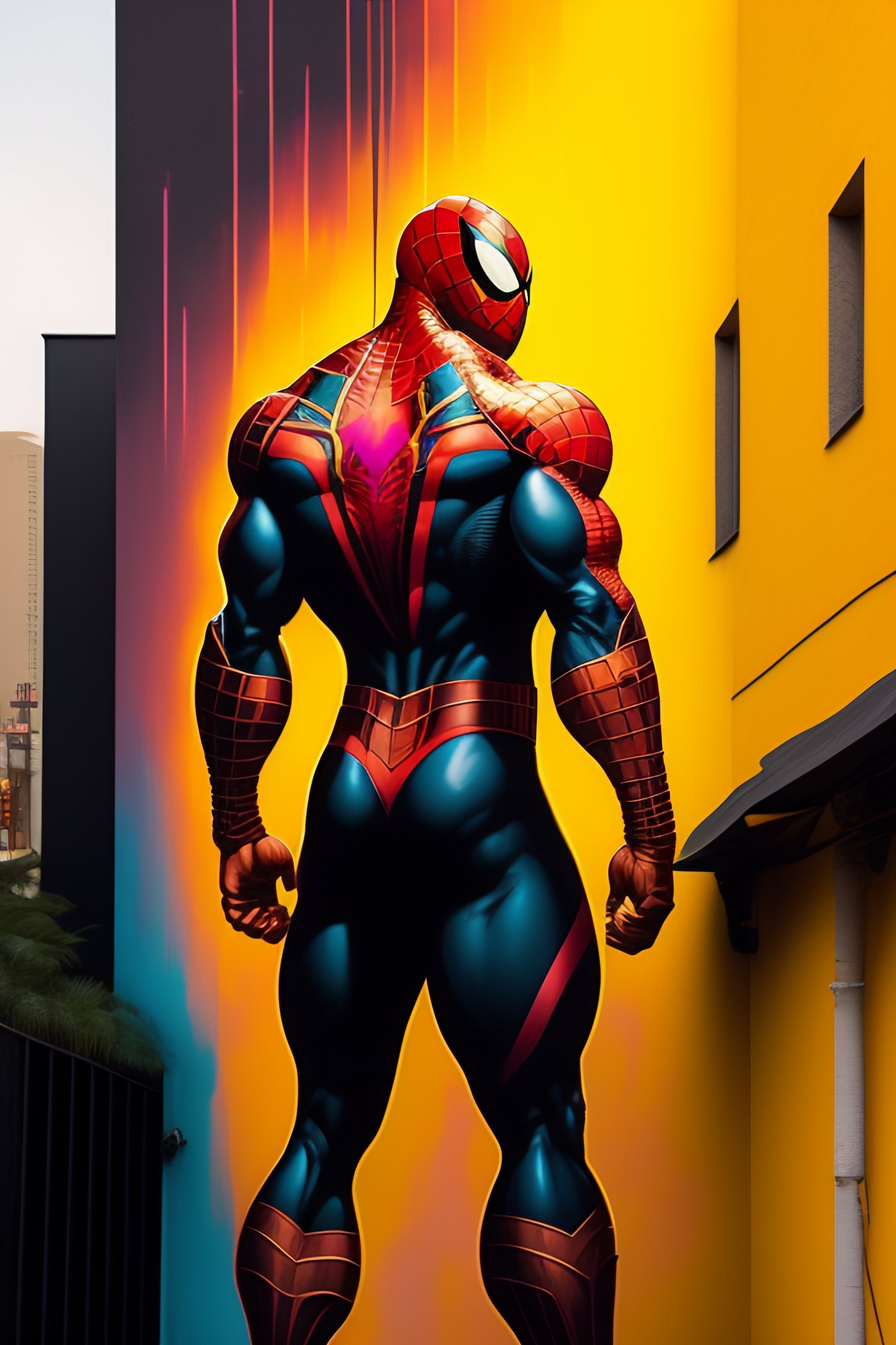 Lexica - Full body highly detailed portrait of muscular spiderman, by ...