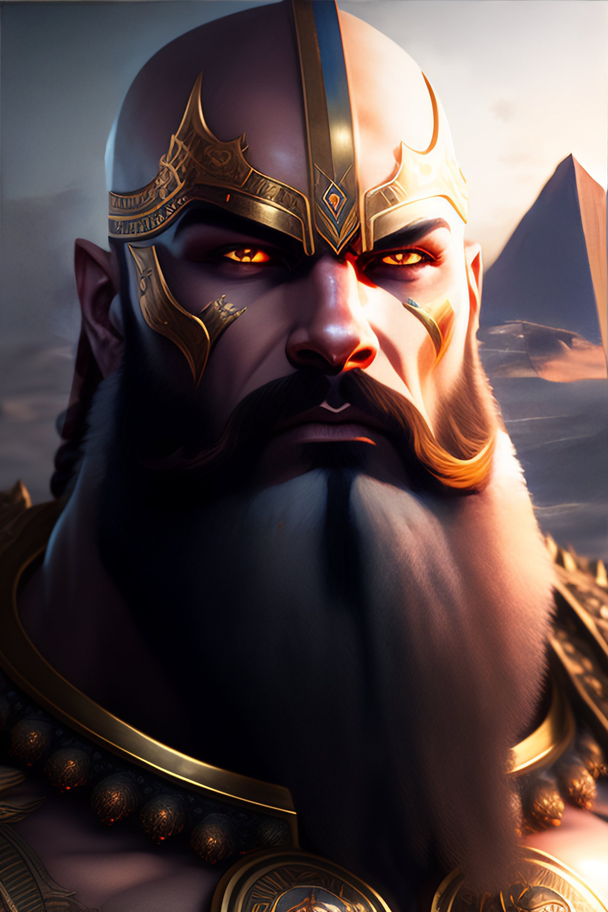 Lexica - Portrait of kratos, god of war, sunburst around head, deadly ...