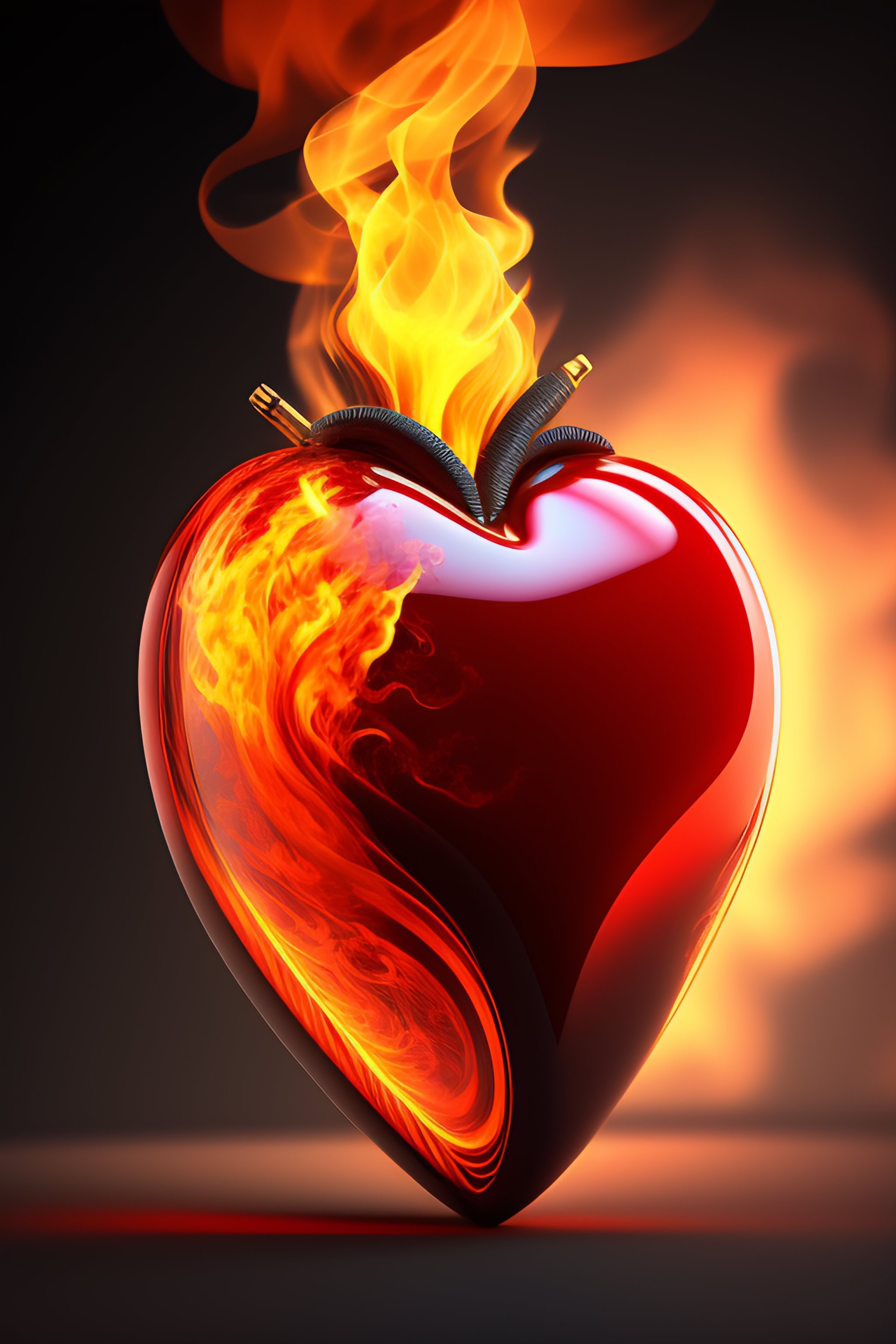 Lexica - Realistic heart on fire, professional digital art, trending on ...