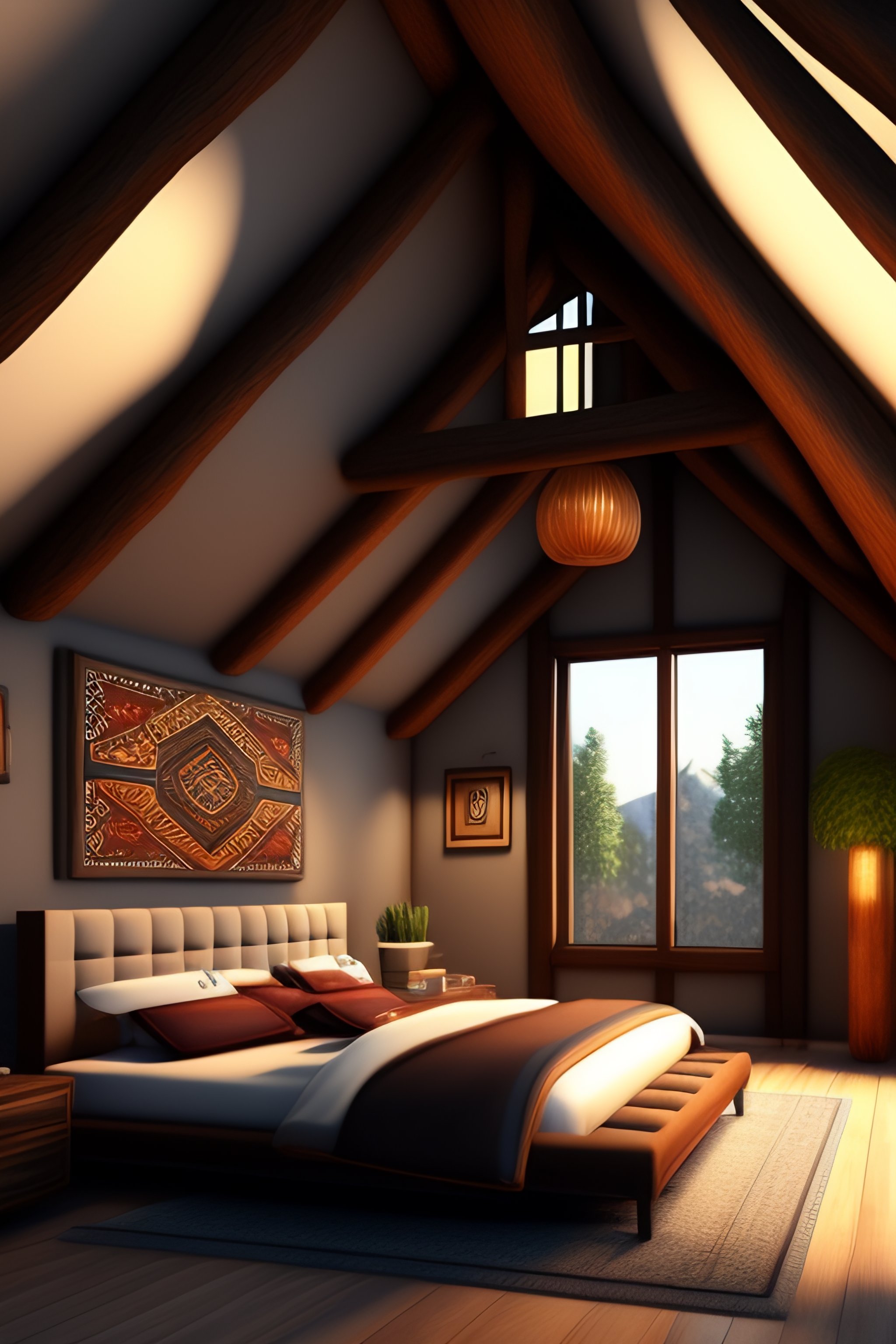 Lexica - Brown and primitive tibetan modern decoration of a attic ...