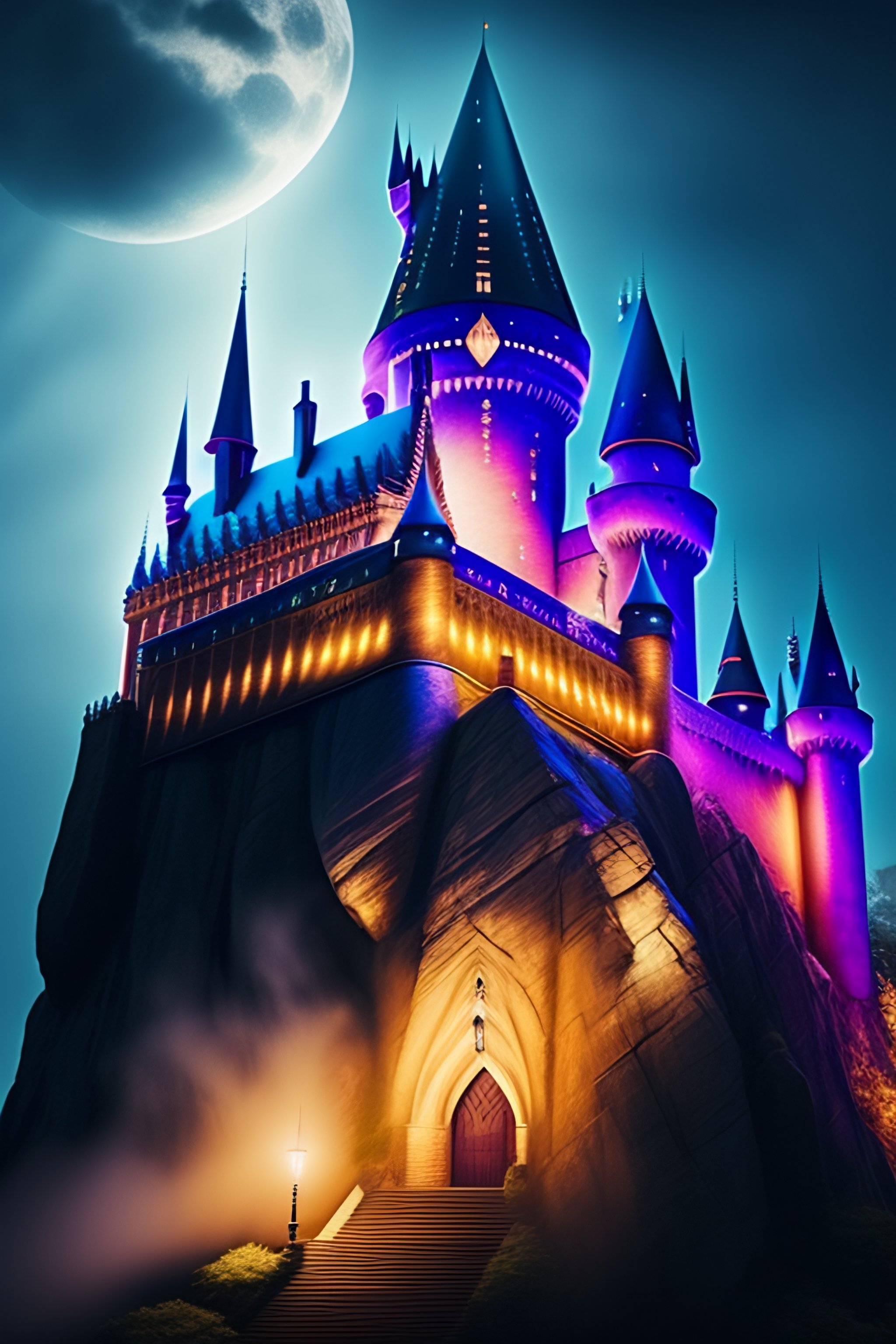 Lexica - A beautiful picture of Hogwarts castle during night, hiper ...