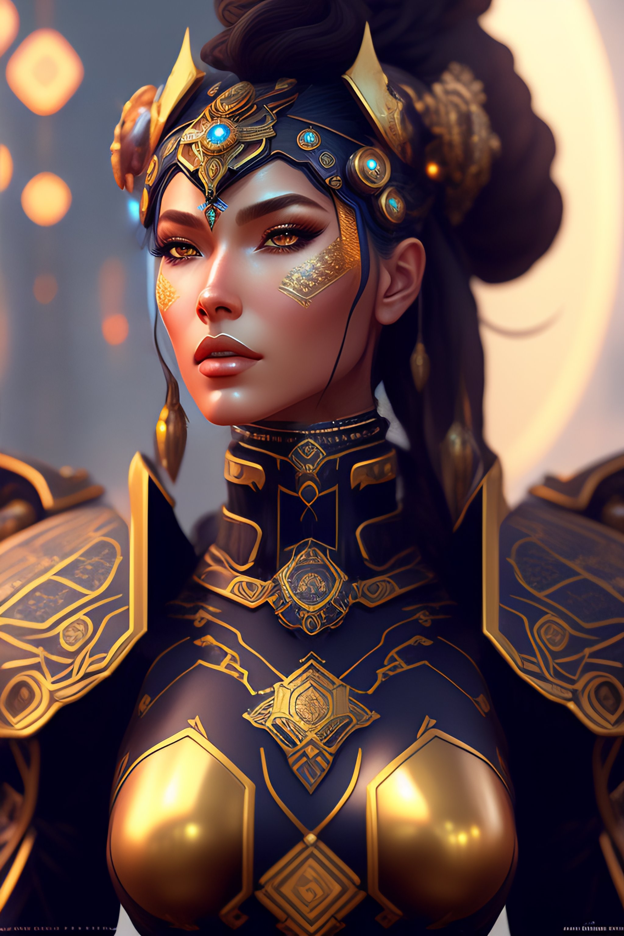Lexica - Symmetry!! portrait of steampunk goddess mecha in the style of ...
