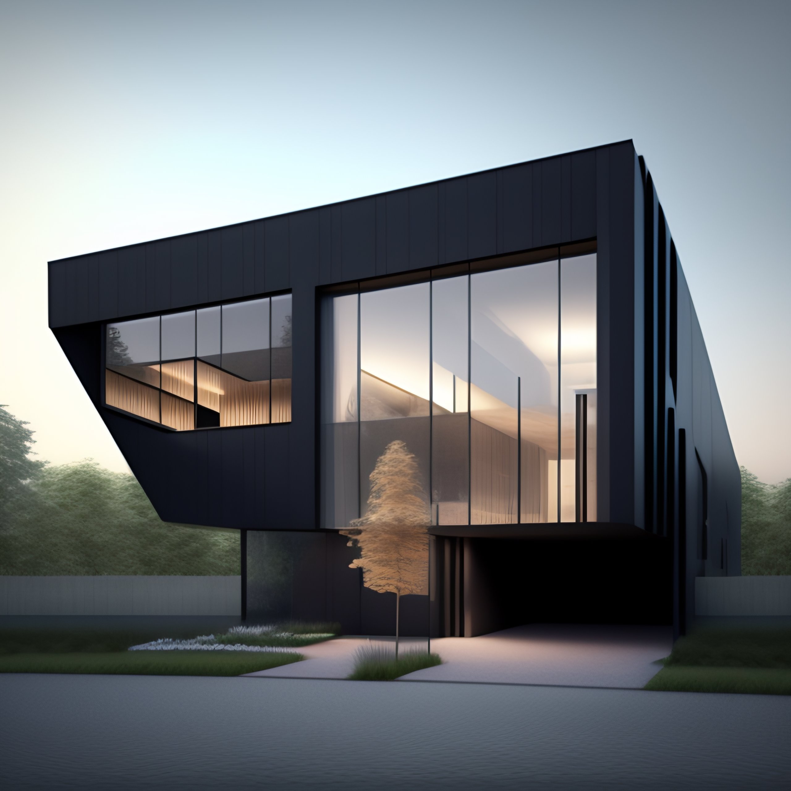 Lexica - Rendering of a modern building, large overhangs, dezeen