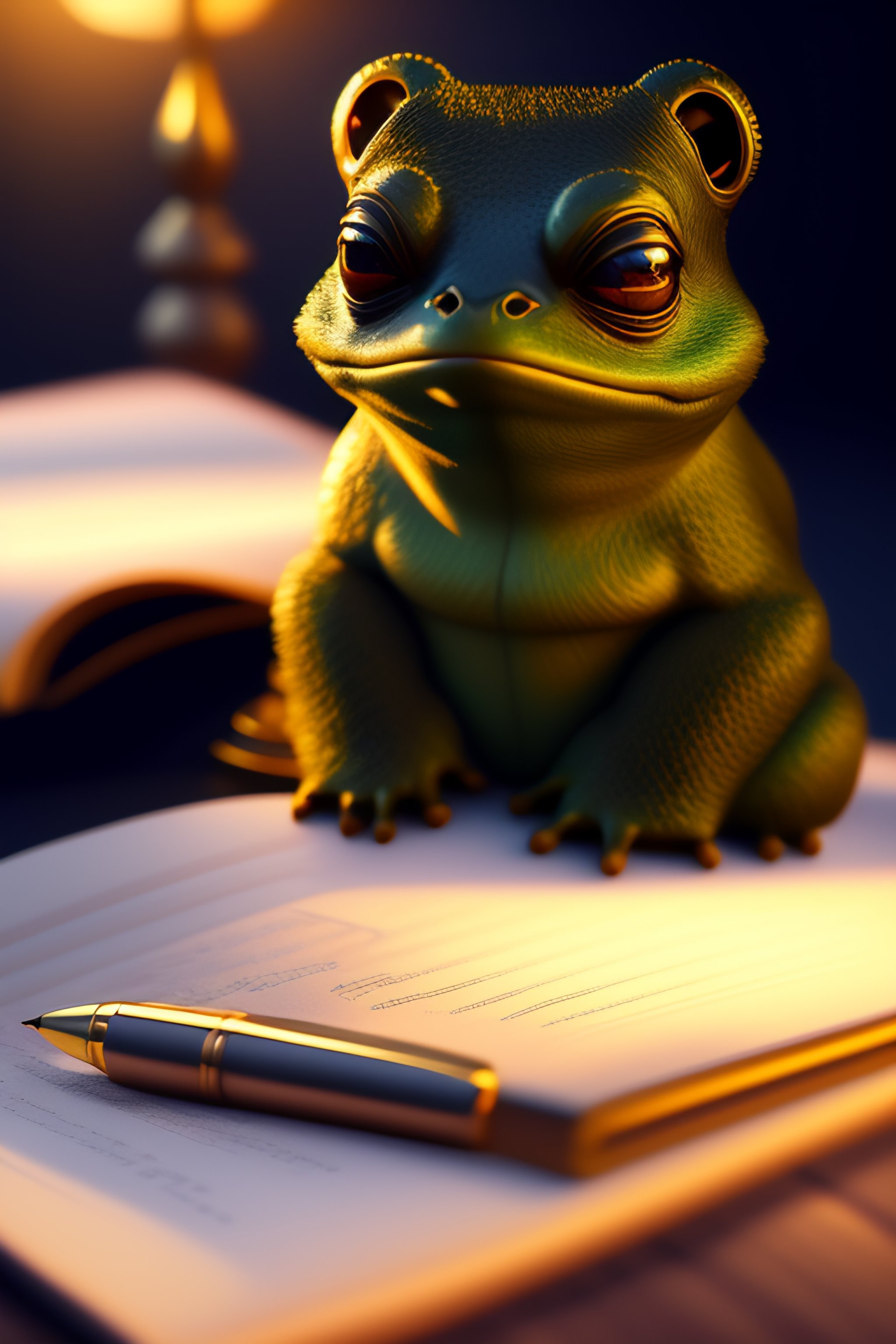 Lexica - An exhausted pepe the frog commiting tax fraud, paperwork ...