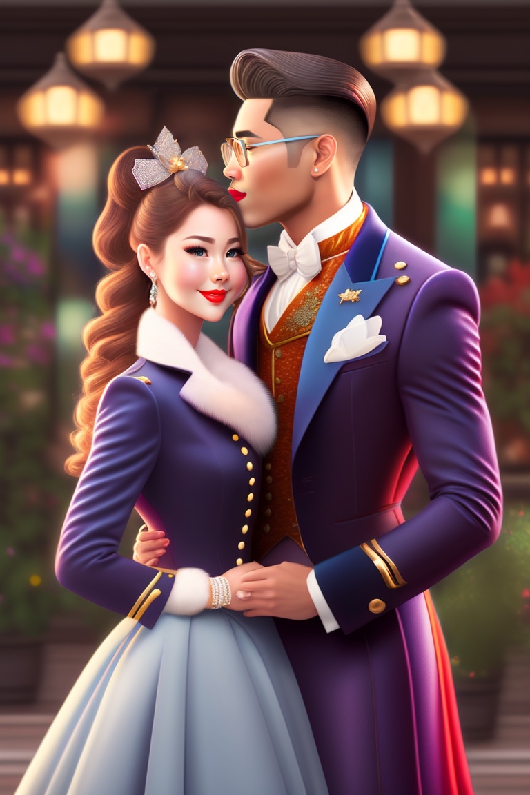 Lexica - Gen Millennium couple modern social dressed, Disney style