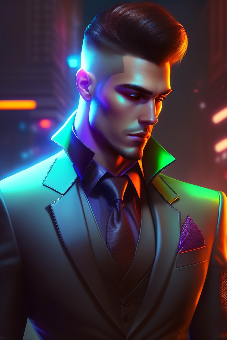 Lexica - Man in a suit, sigma, dark, cyberpunk style