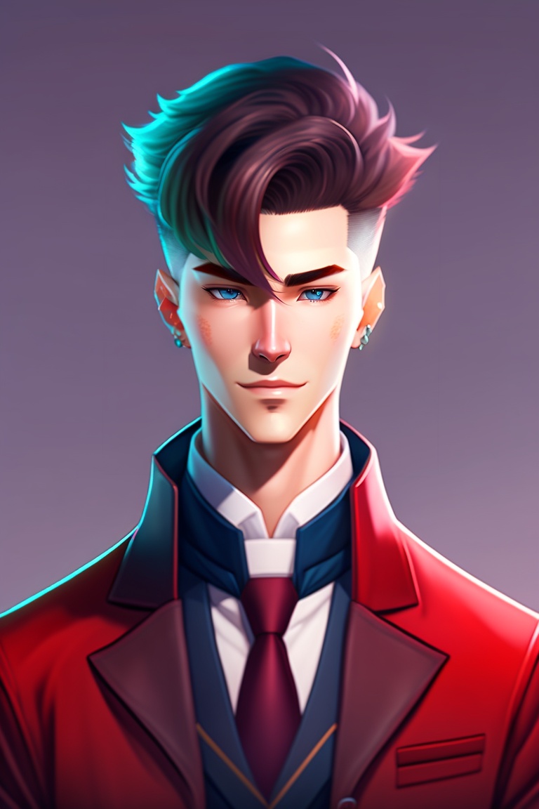 Lexica - A webtoon character with an undercut hairstyle, blue eyes, and ...