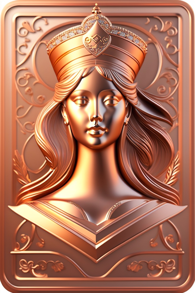 Lexica - Draw an icon of a beauty queen in copper gold, depicting a ...