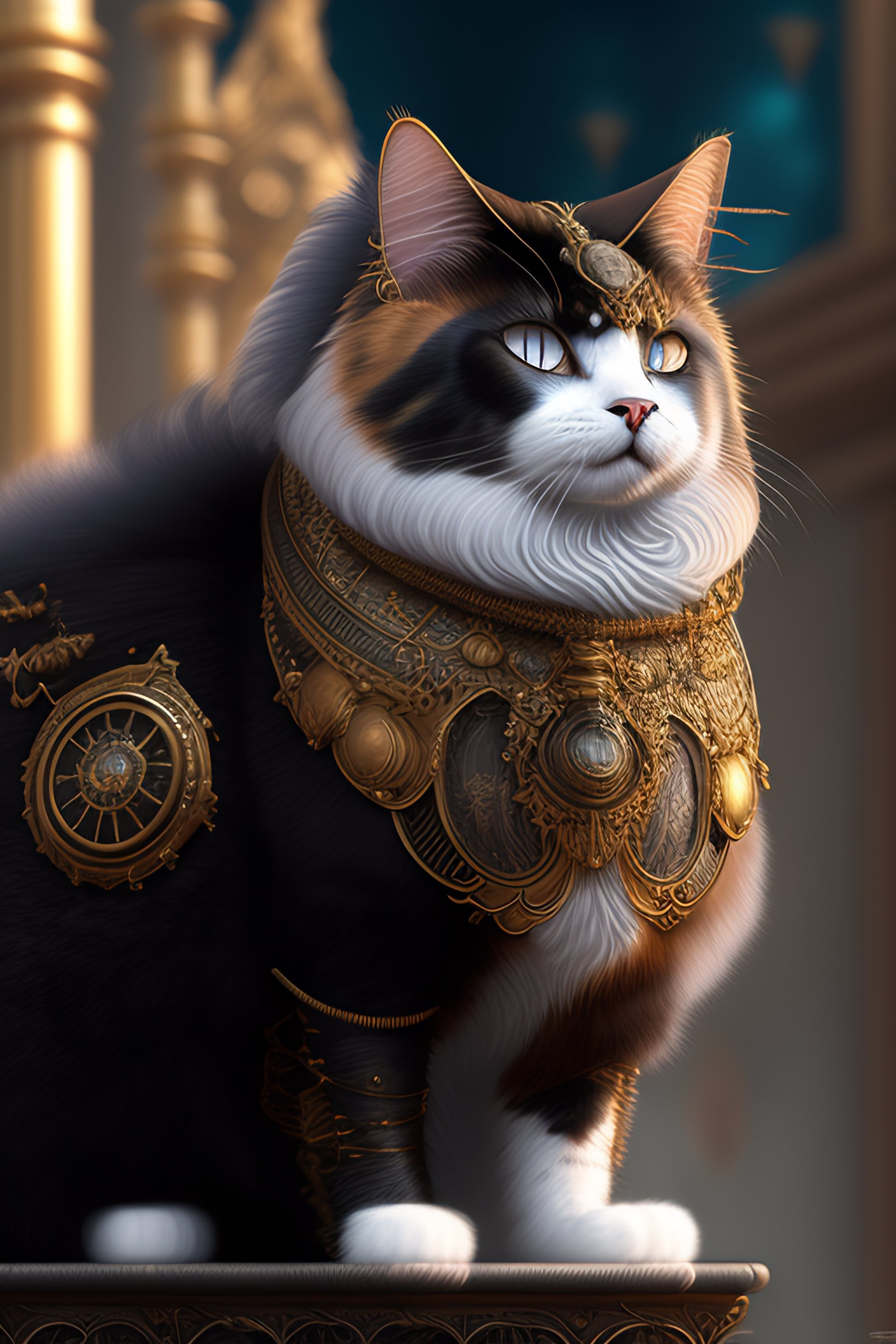 Lexica - Biomechanical fluffy cat in steampunk style, with robotic ...