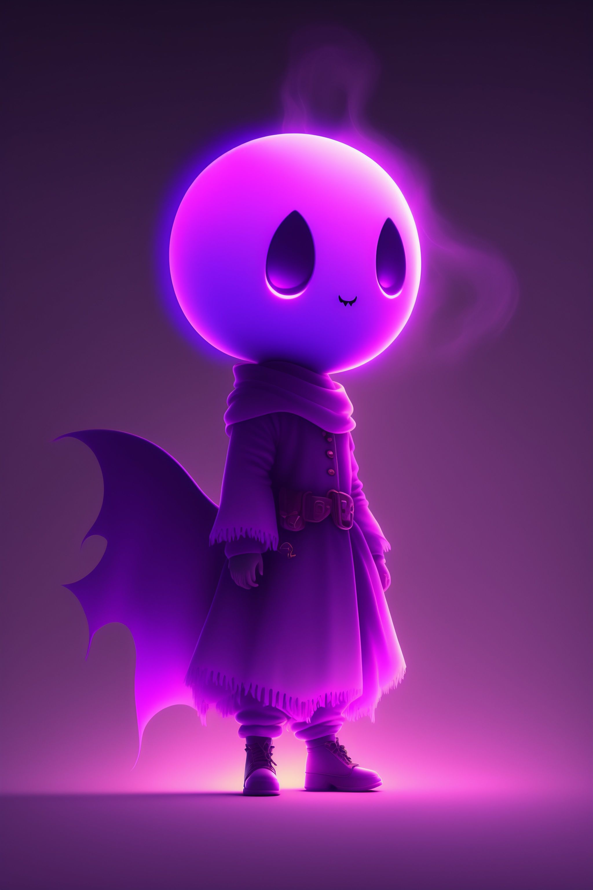 Lexica - Cute ghost demonic, purple, black background, , professional ...