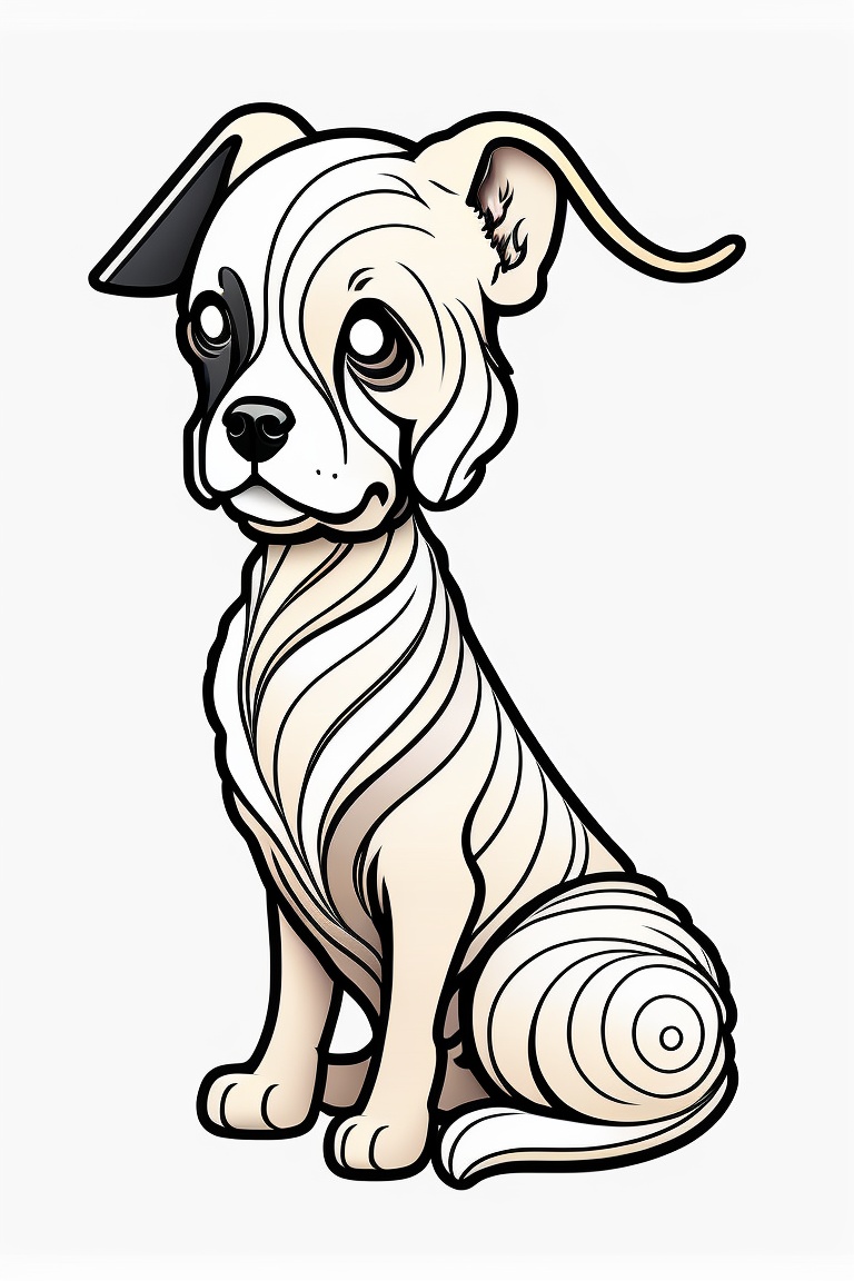 Lexica - Cute dog, Tattoo graphics design style, coloring page style ...