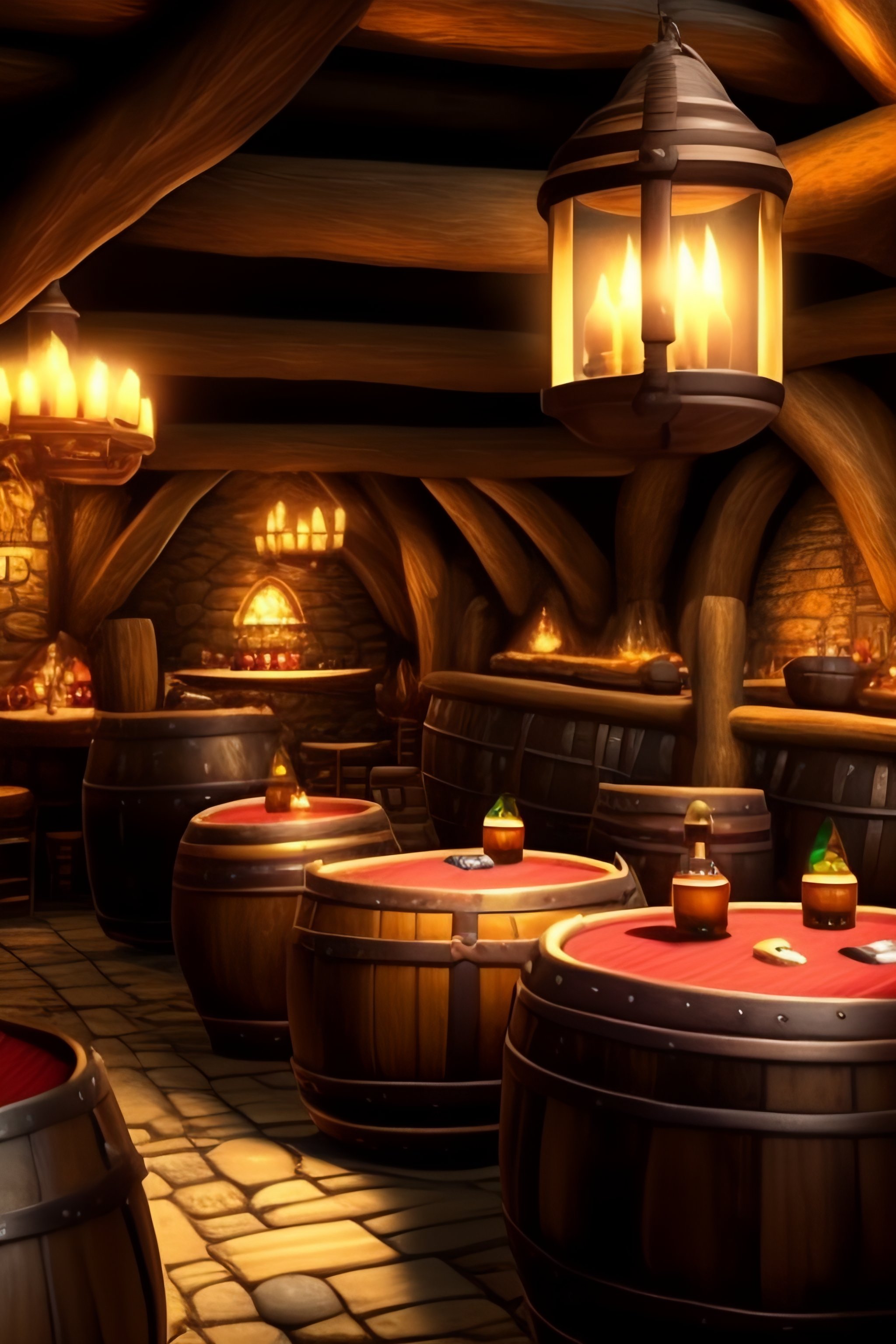 Lexica - A cozy and warm Tavern with a dwarf-themed decor. The walls ...