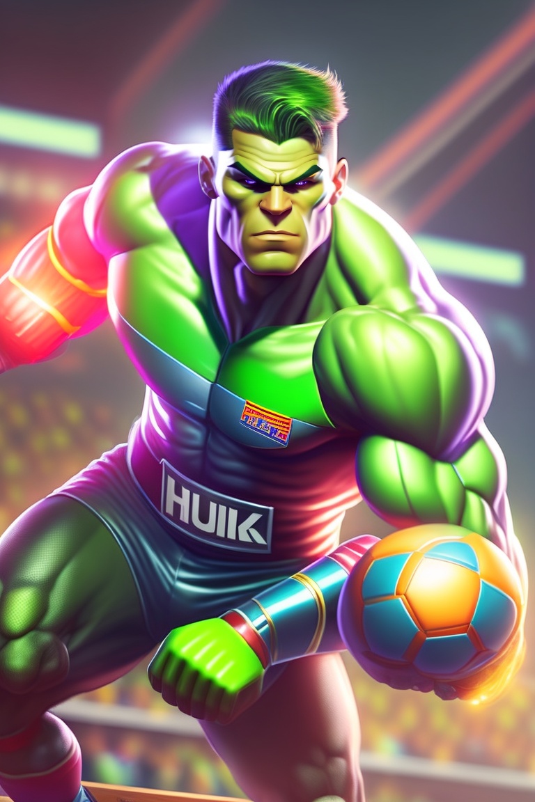 Lexica - Hulk with foot ball in a foot ball stadium , portrait stunning ...