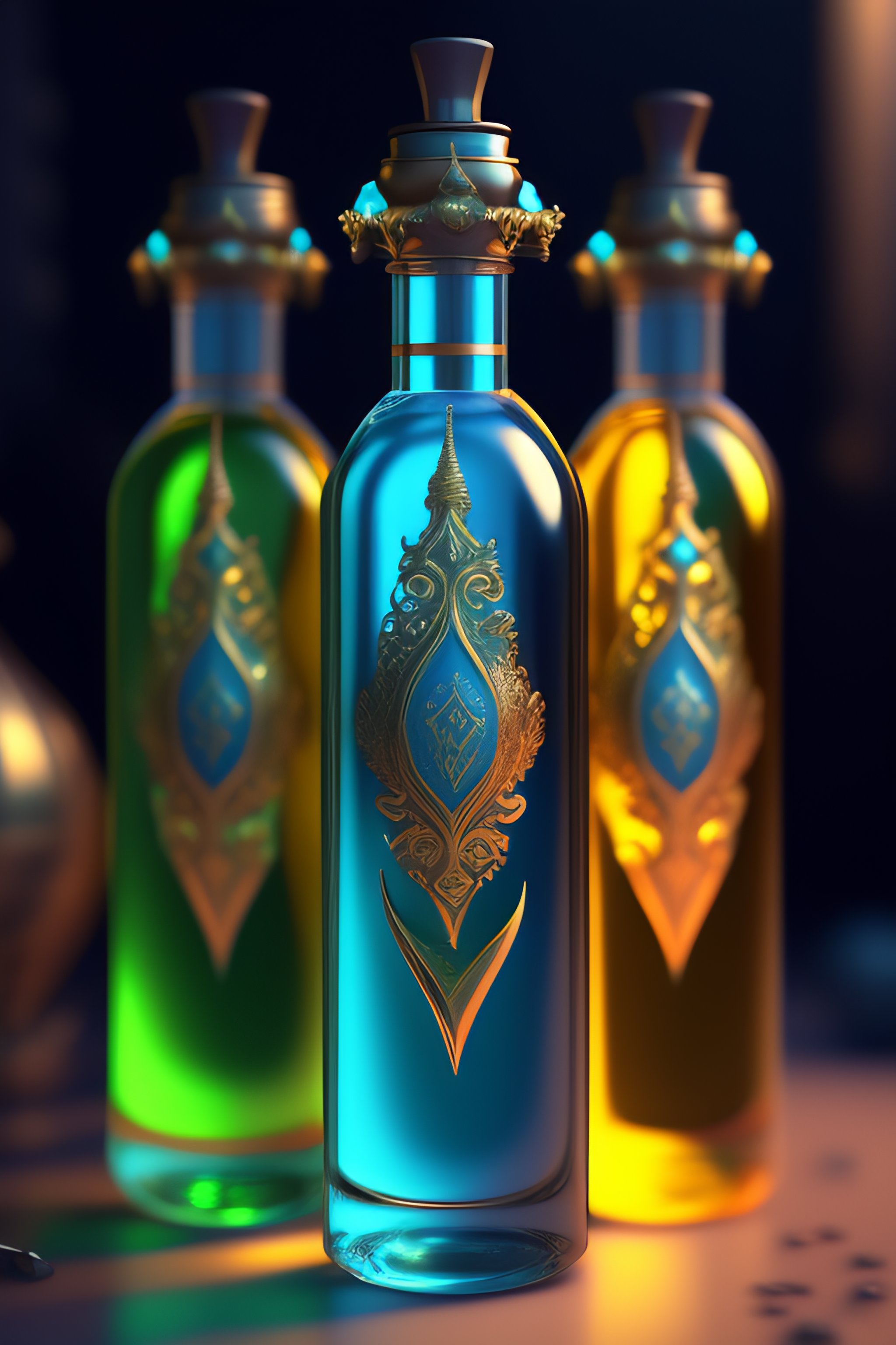 Lexica - Concept art; video game potions; intricate elegant bottles ...