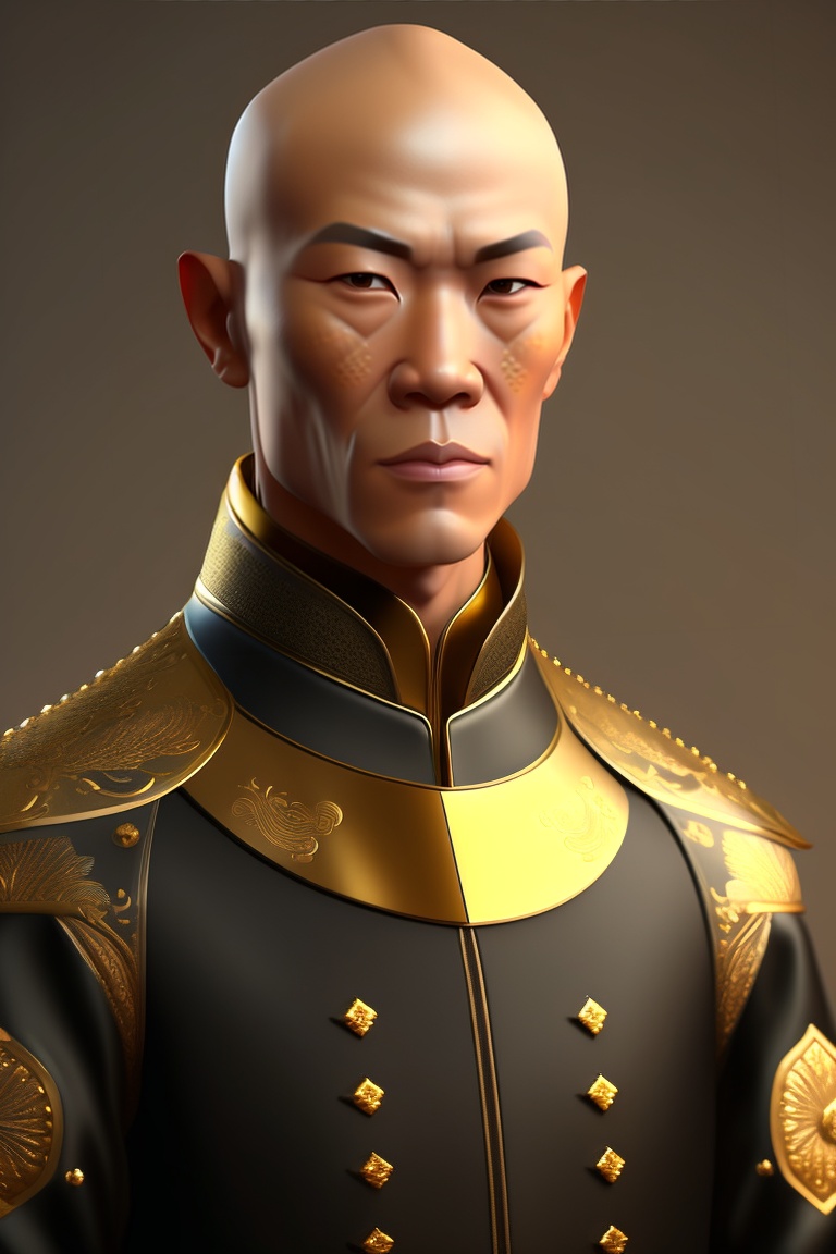 Lexica - Chinese walter White bald with a Classic black silk Tang suit ...