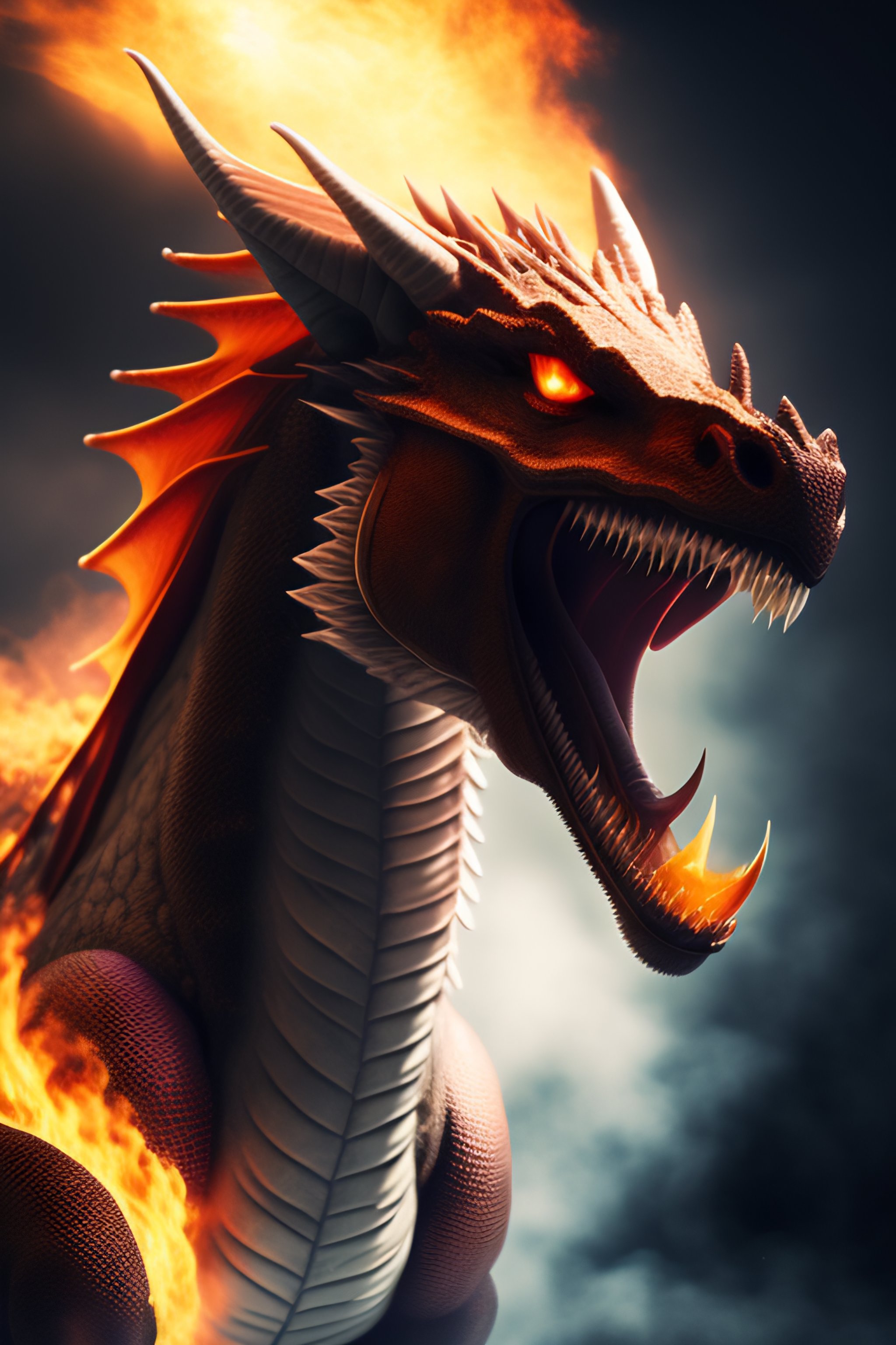 Lexica - A fierce dragon breathing fire.