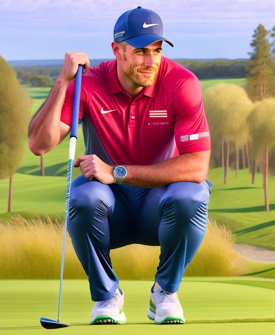 Lexica - Man focusing on a golf course, holding golf club, hyper ...