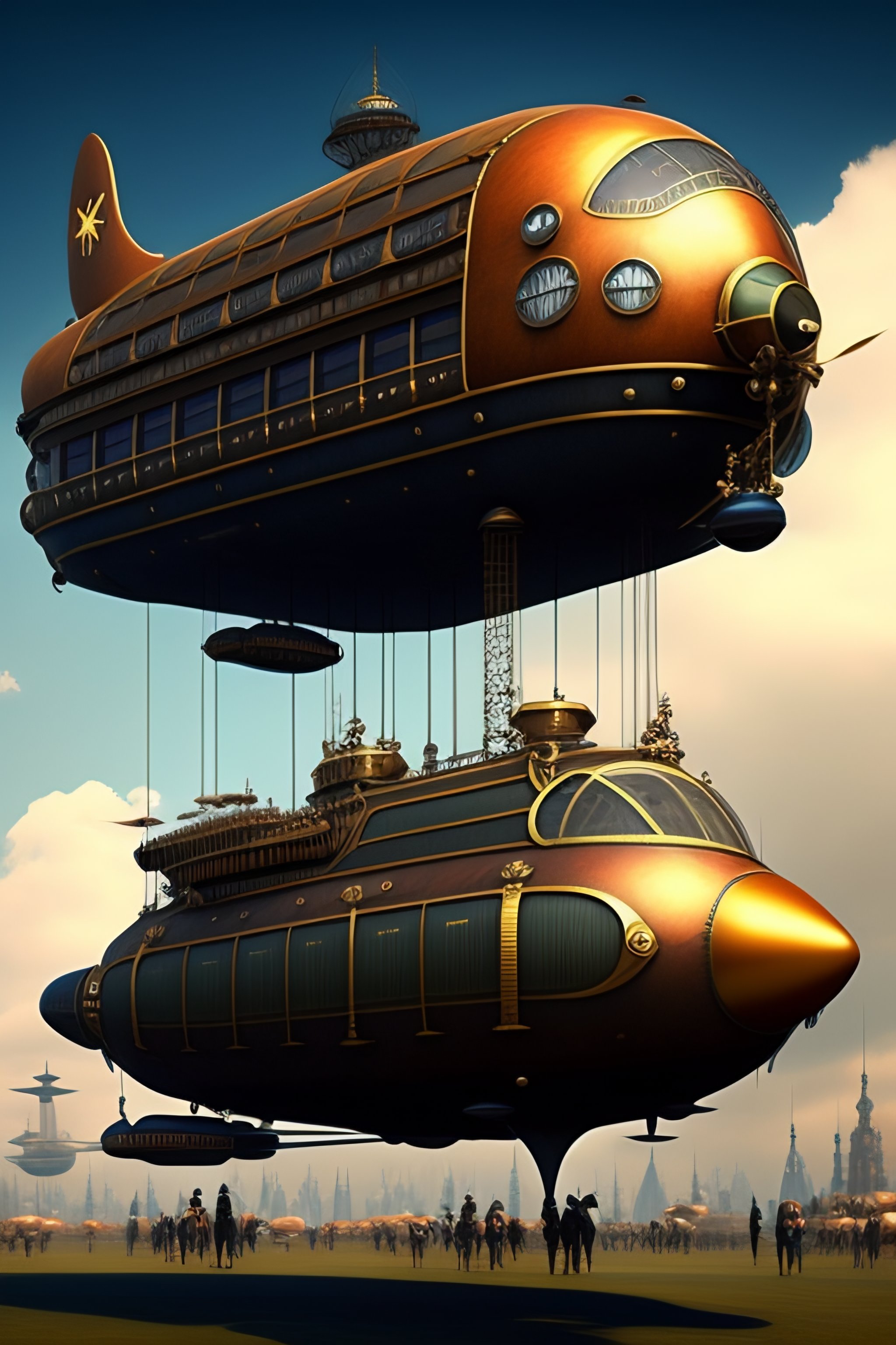 Lexica - Steampunk City Airplane Airship Aircraft, steam punk, mode Of ...