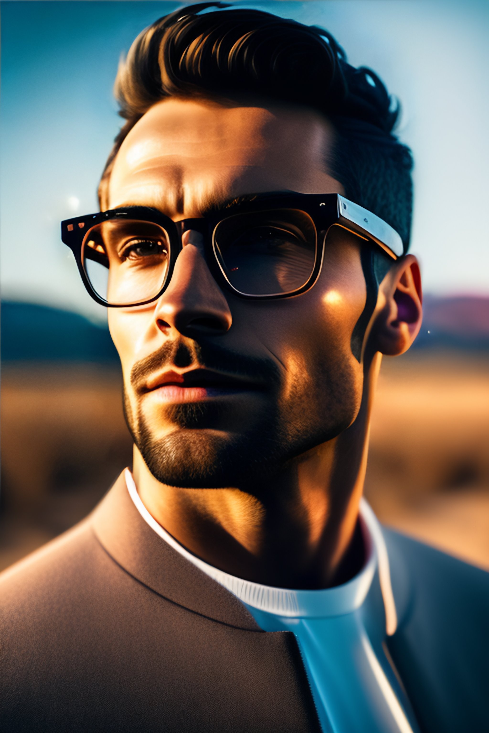 Lexica - A close up portrait of 39 year old caucasian man wearing ...