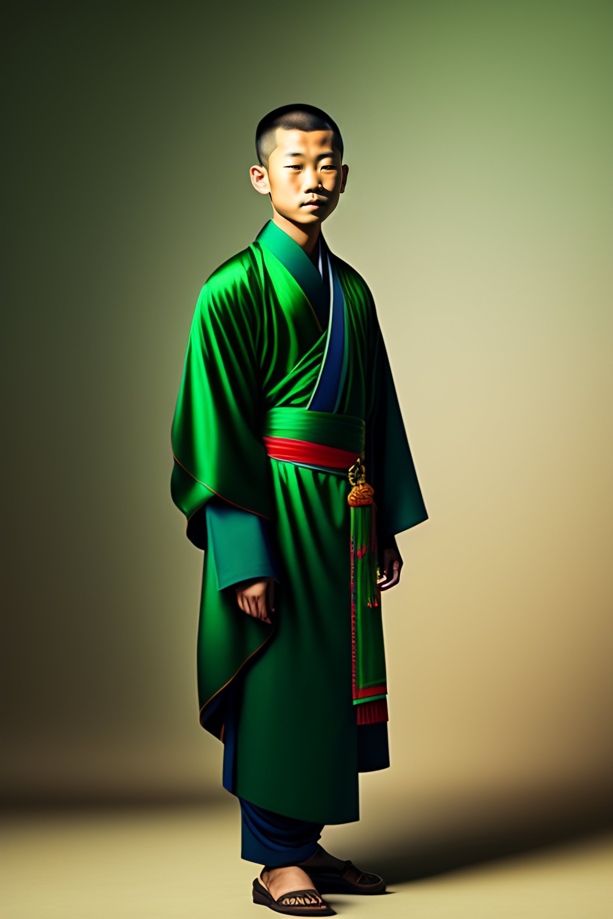 Lexica - Young asian monk with green kimono