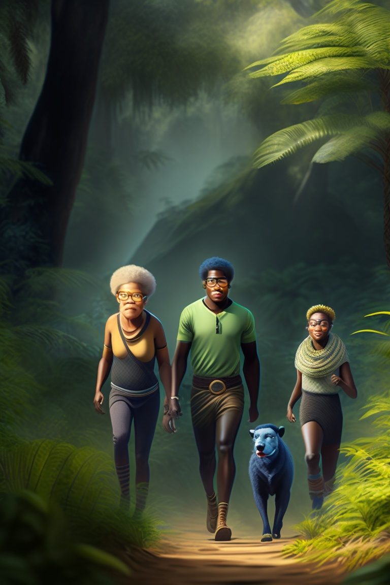 Lexica - Homo erectus family with no teeth, walking in the jungle, feet ...