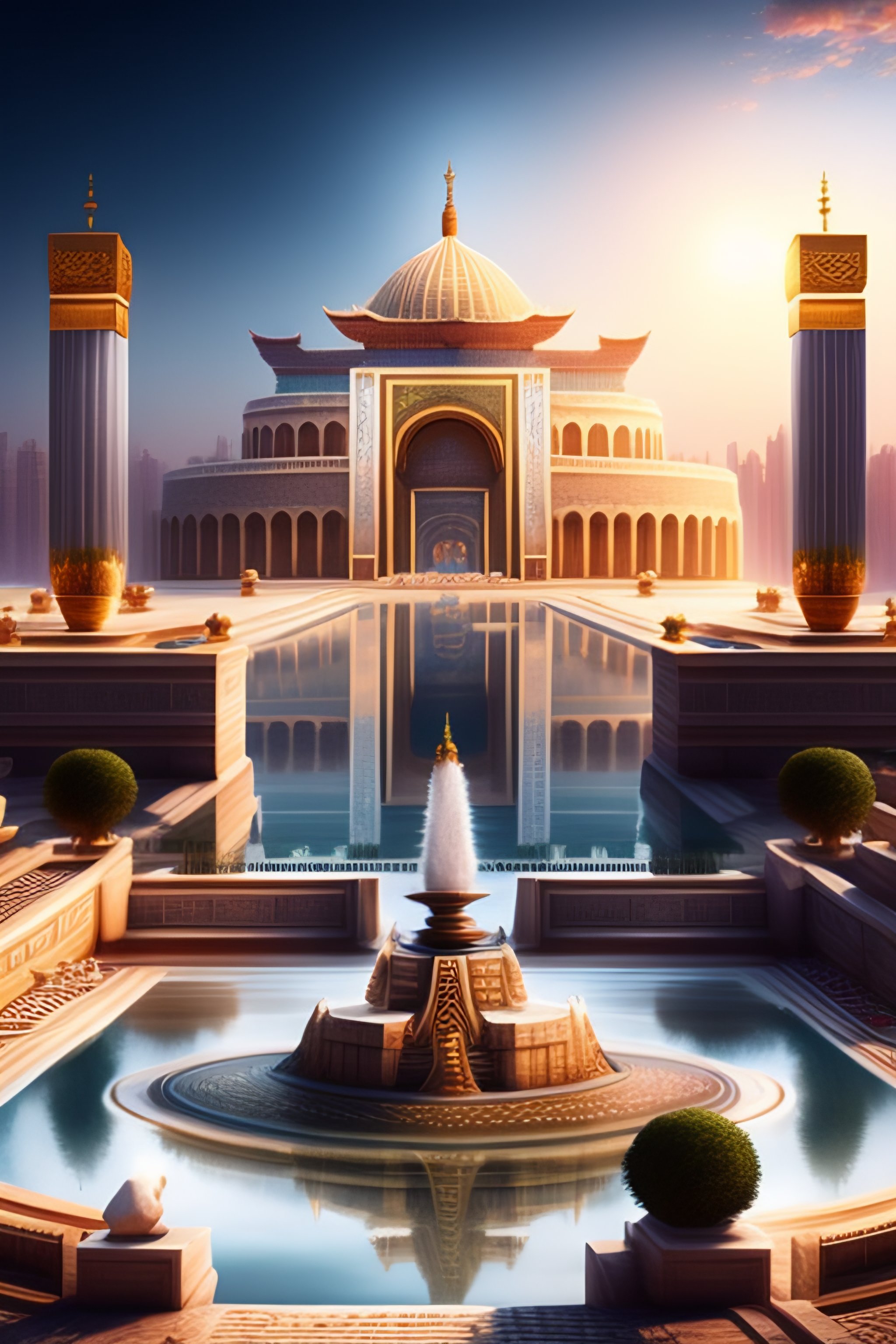 Lexica - A white glowing magical pyramid in the center of an ancient ...