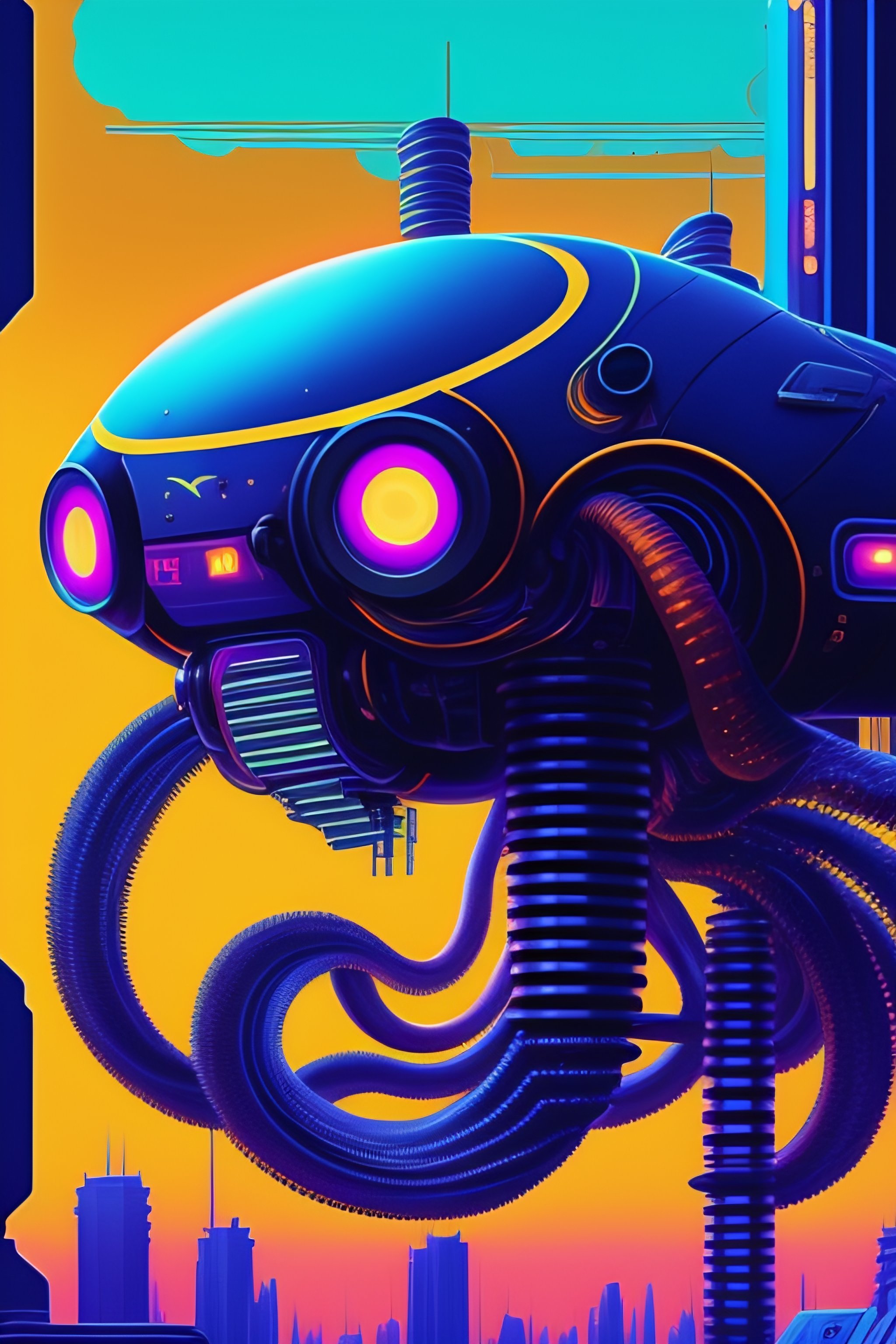 Lexica - 80s, cyberpunk, propaganda poster, robot octopus, aurabesh