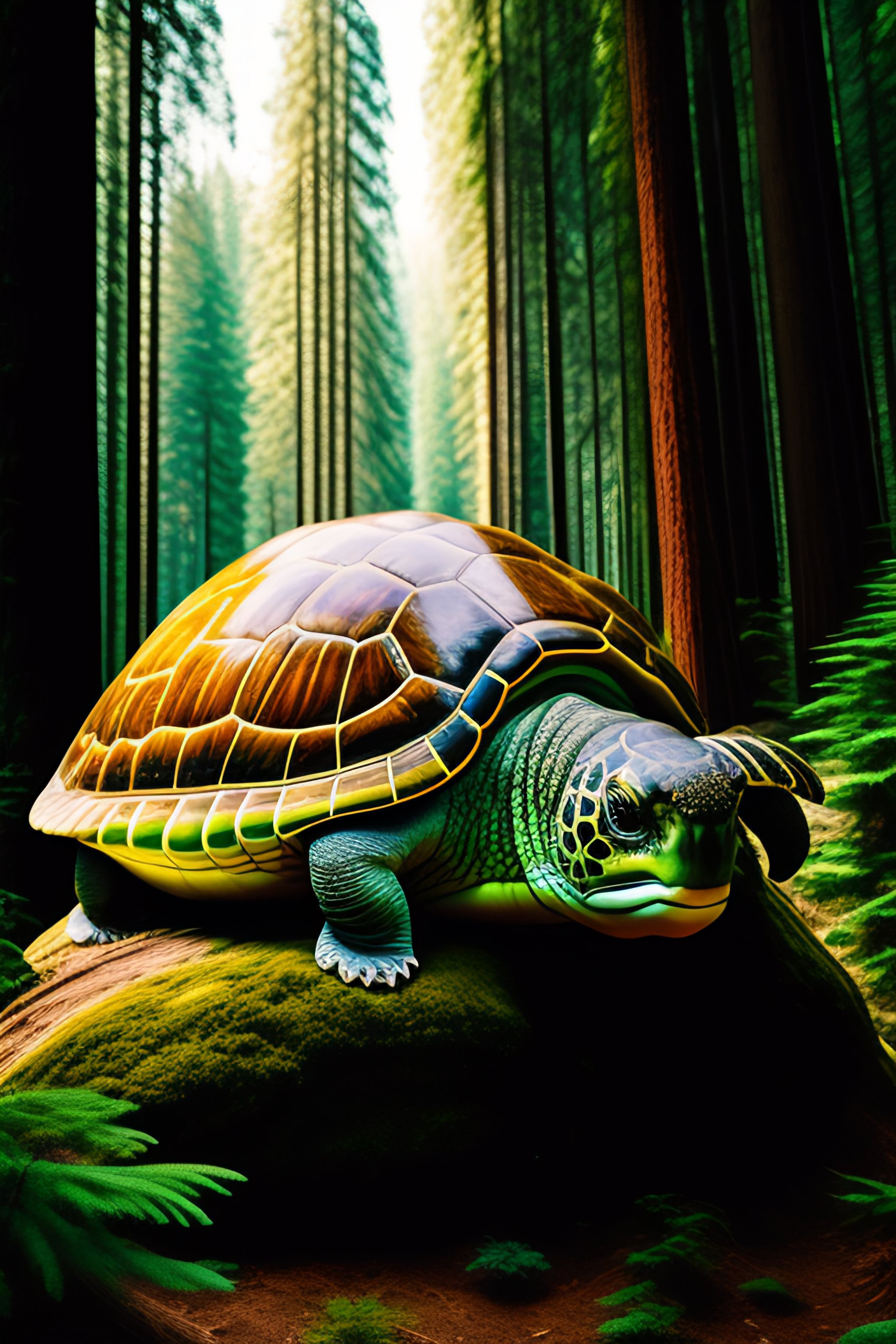 Lexica - Giant land turtle sequoia forest.