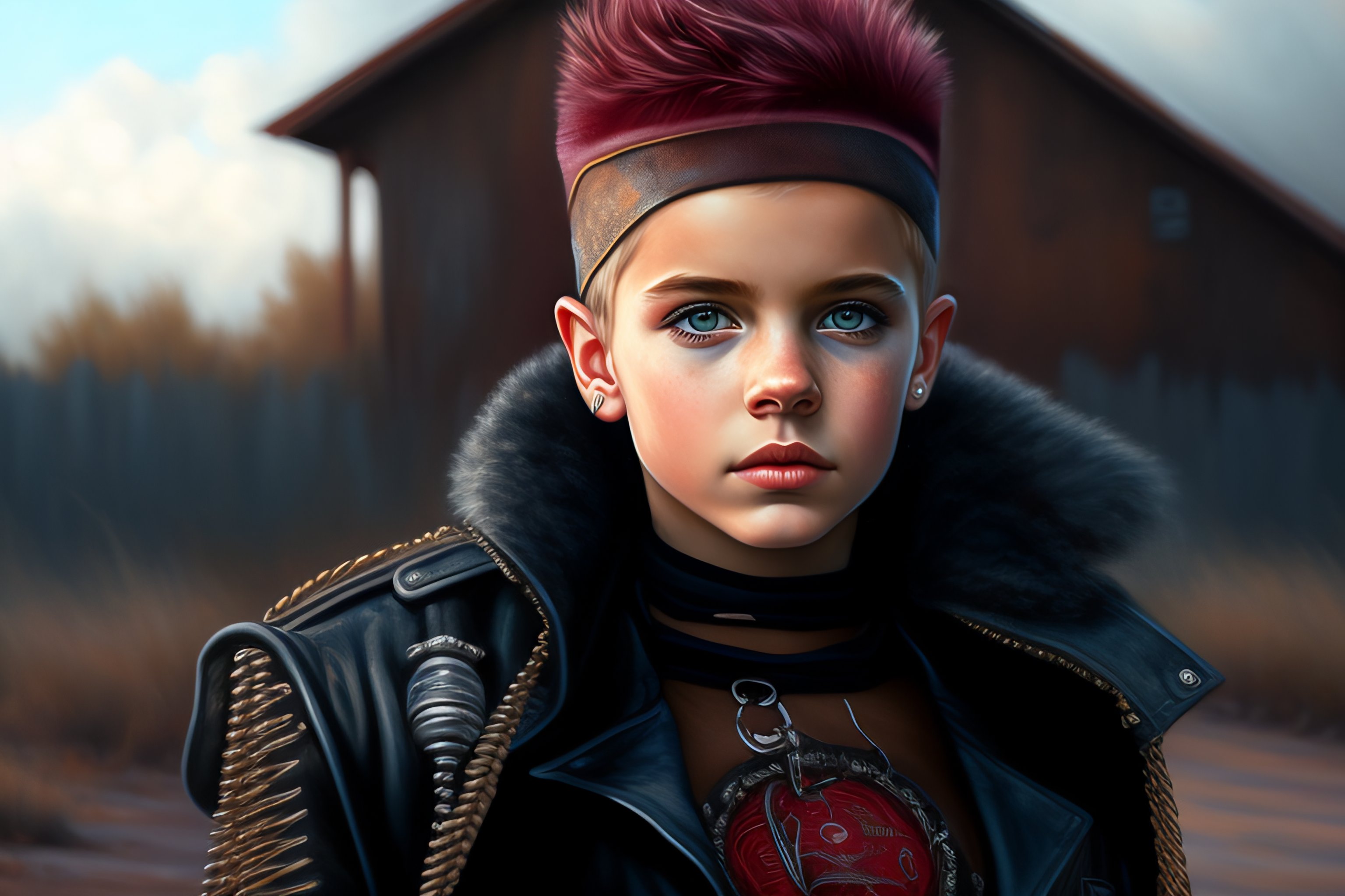 Lexica - Punk rock Boy, mad max jacket, renaissance, cables on her body ...