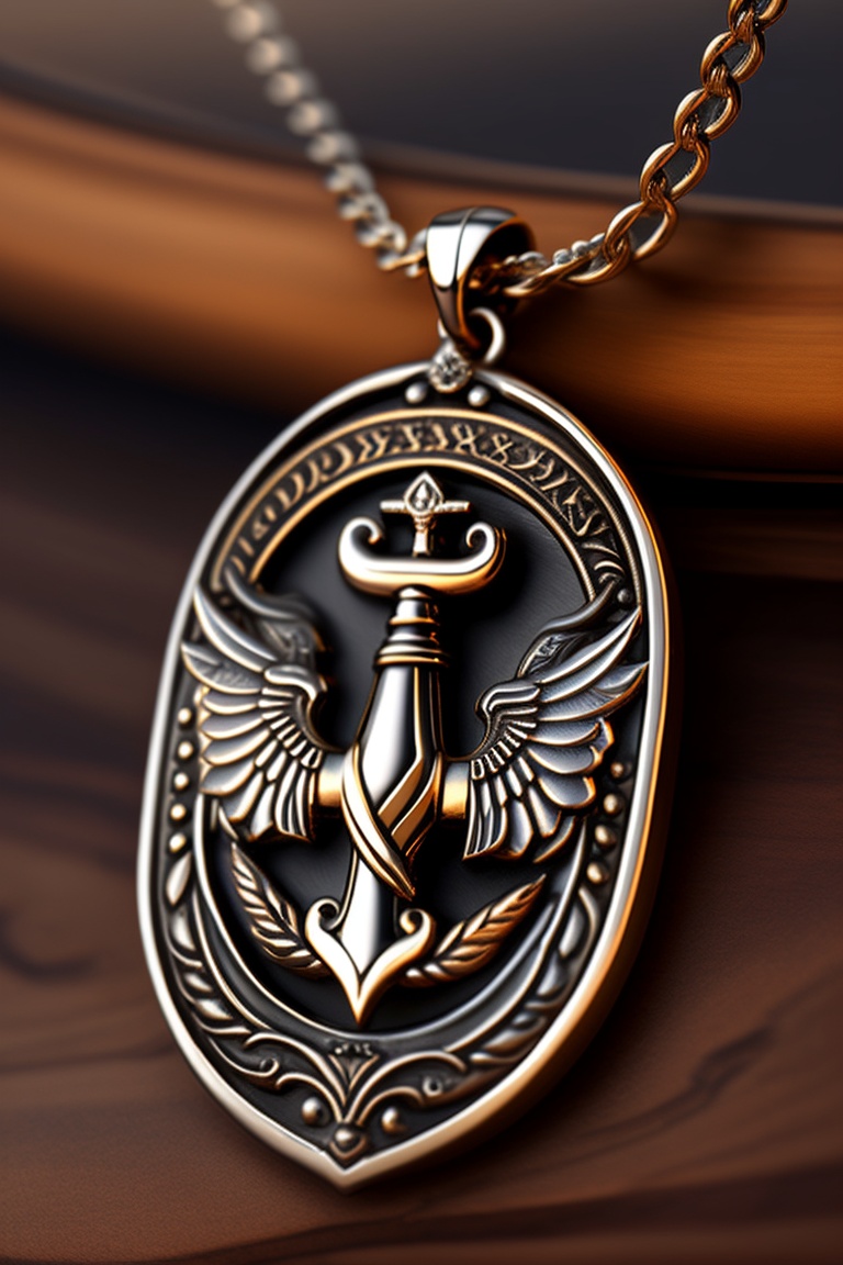 Lexica - A modest necklace hand engraved with an anchor wrapped in a ...