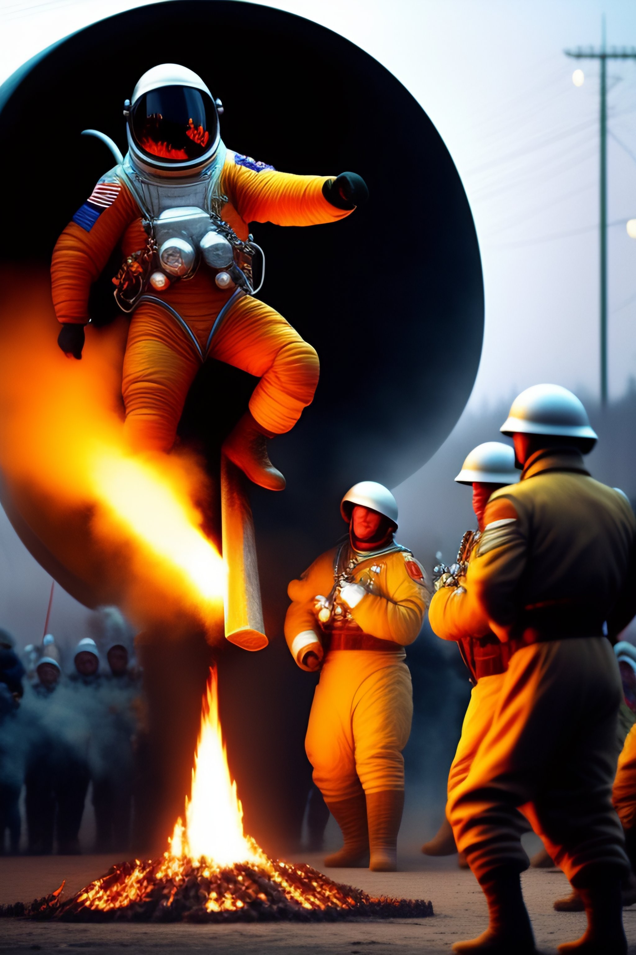 Lexica - Poor peasants burn a Soviet cosmonaut at the stake like a heretic