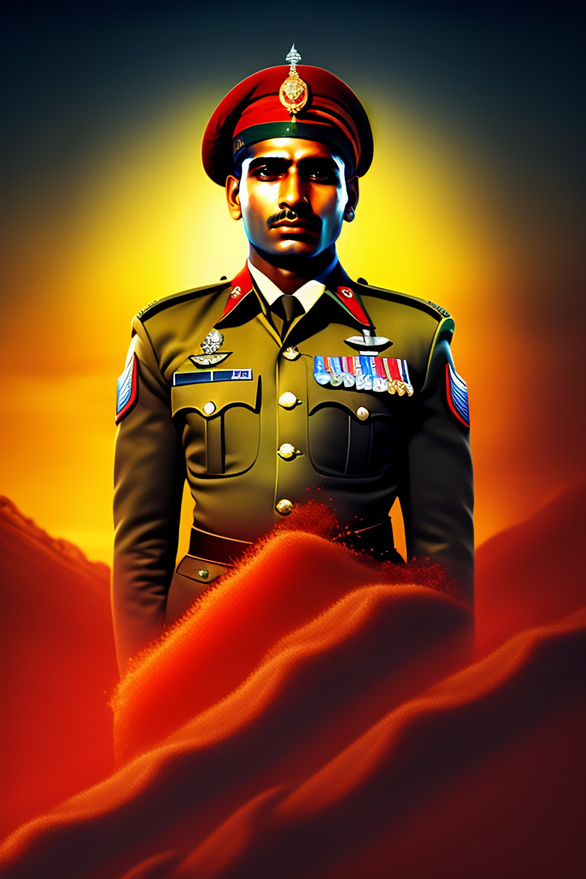 Lexica - Portrait of modern next generation indian soldier covered by blood