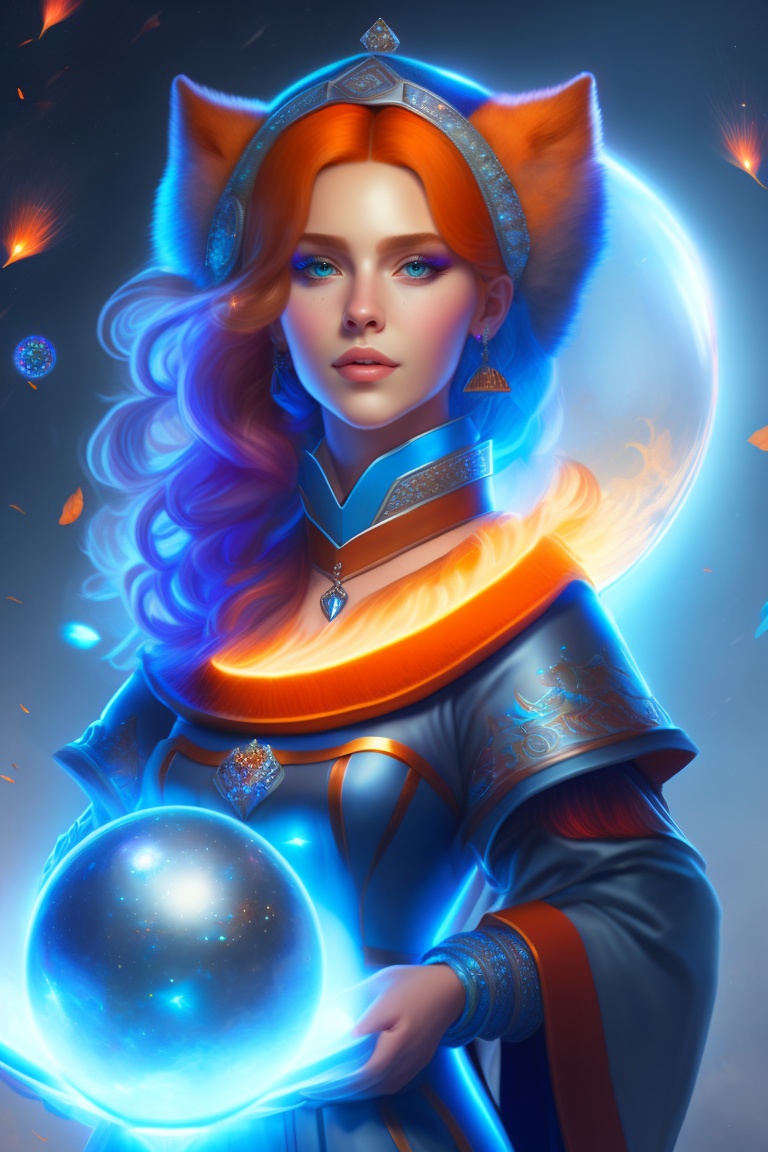 Lexica - A beautiful seer is holding a glowing magic ball in the center ...