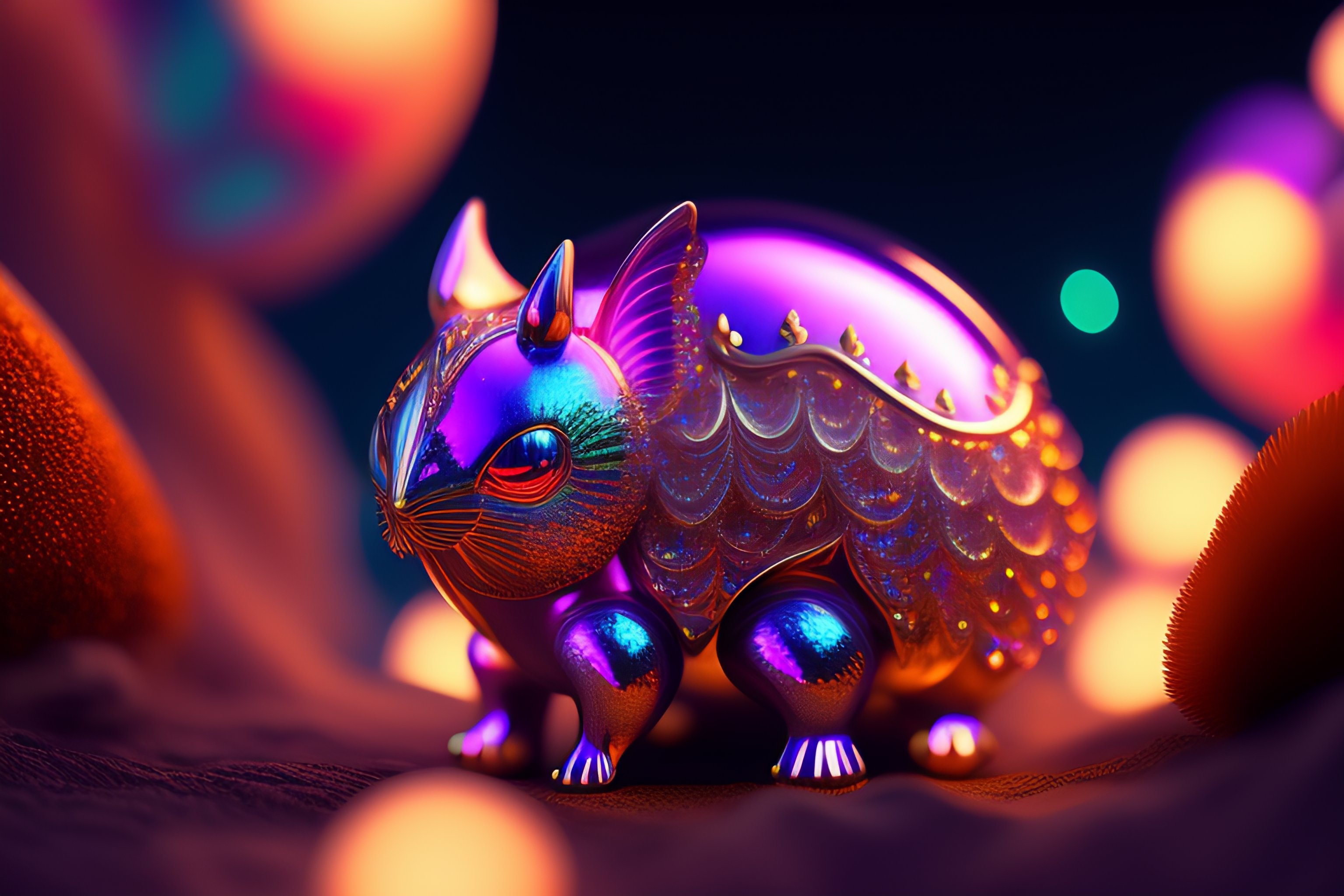 Lexica - Candy iridescent creature in candyland, backlit, warm tones ...