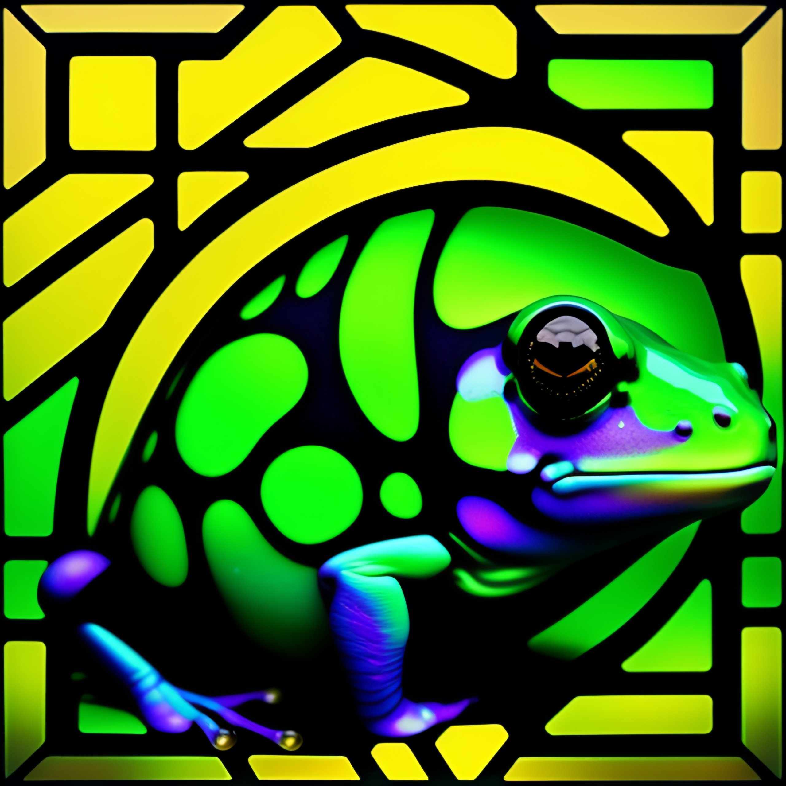 Lexica - Stained glass frog, geometric lines