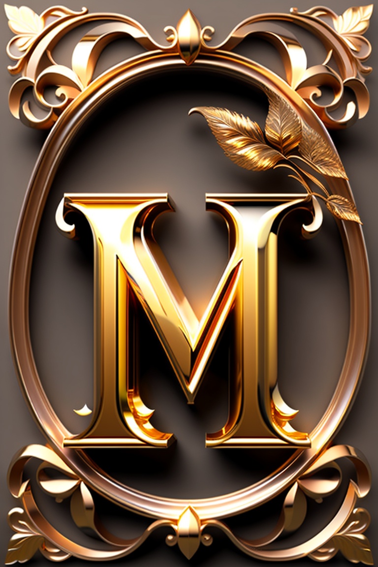 Lexica - Flourished letter m, victorian typographic composition, gold ...