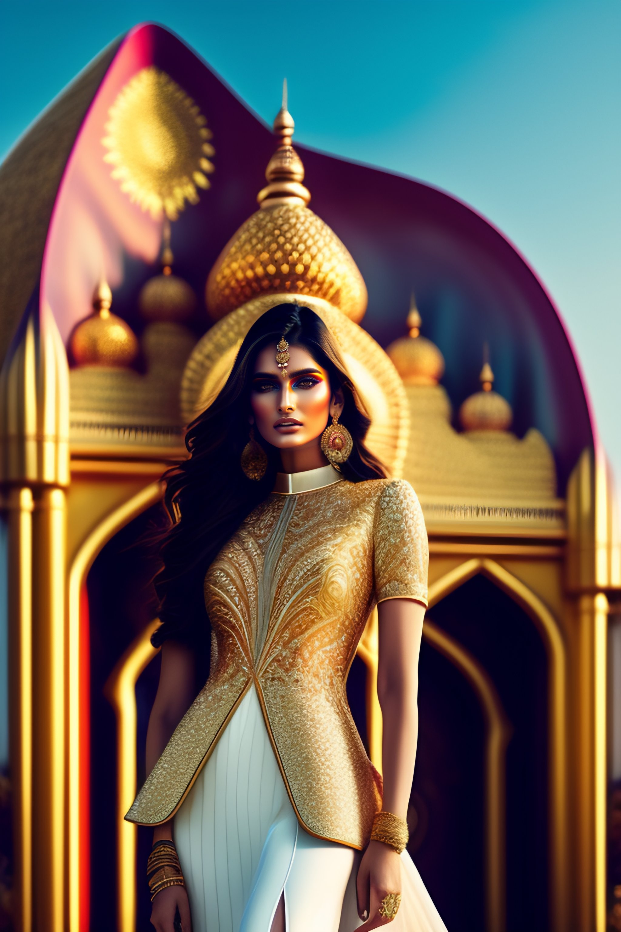 Lexica - Hyperrealistic Haute Couture indian Fashion Model wearing ...