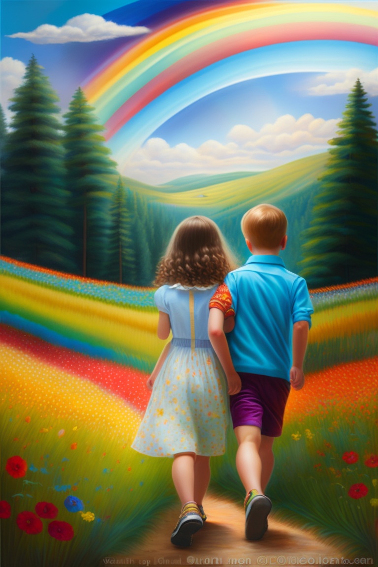 Lexica - Title: "The Rainbow Meadow" Description: Sarah and Jack ...
