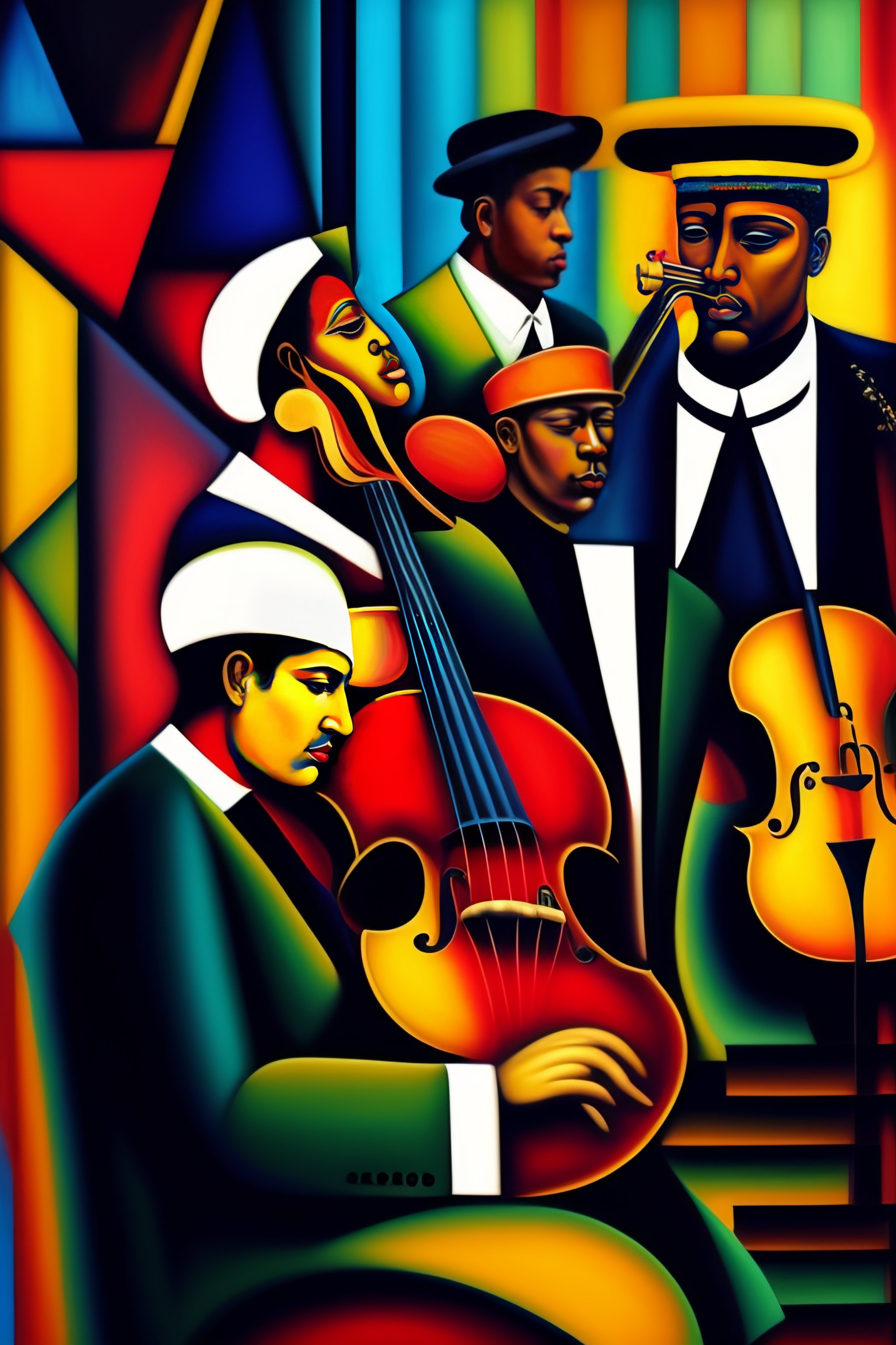 Lexica - A painting of a group of men and women playing jazz and blues ...