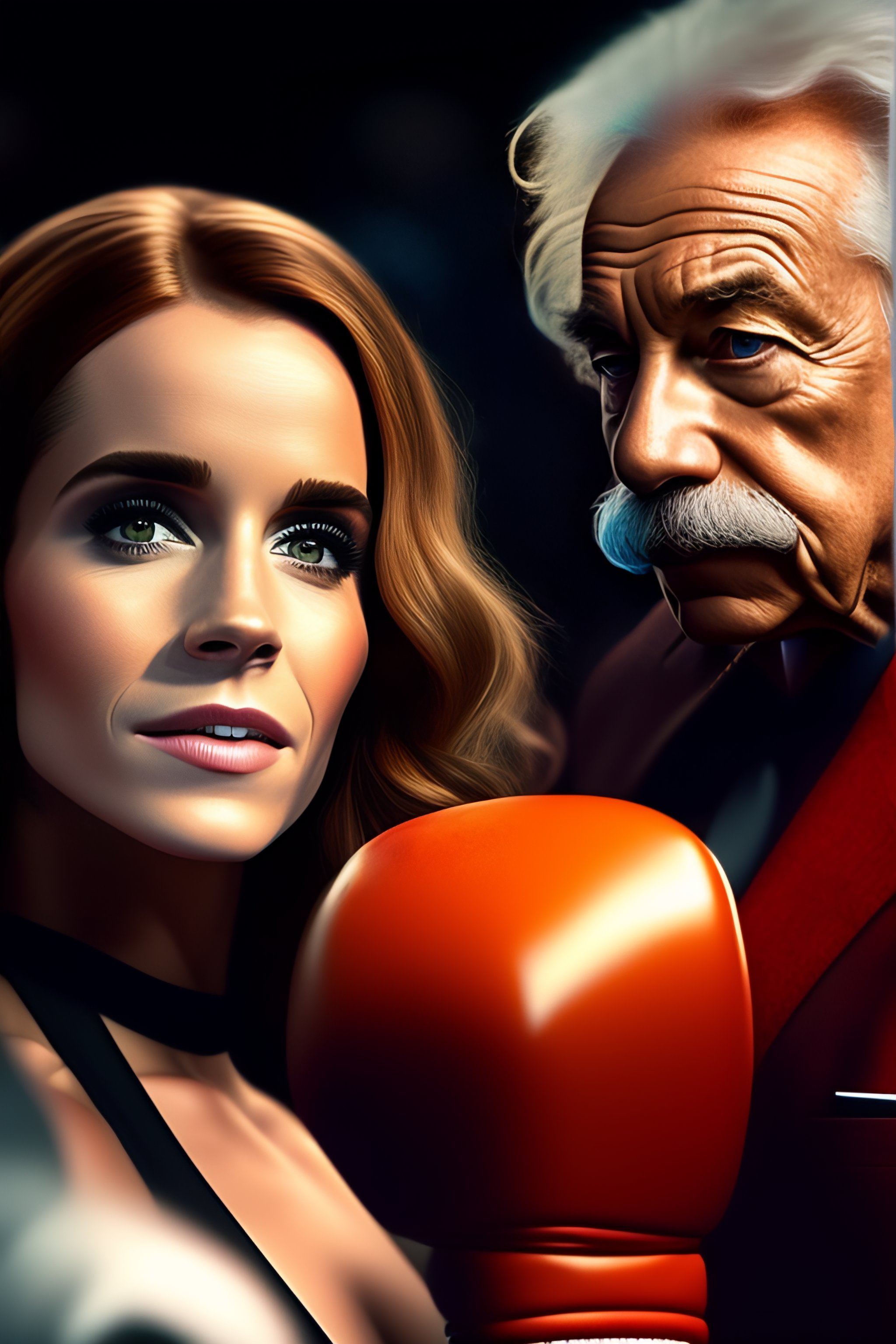 Lexica - Chuck Norris boxing with Emma Watson and Albert Einstein, 4k, hdr