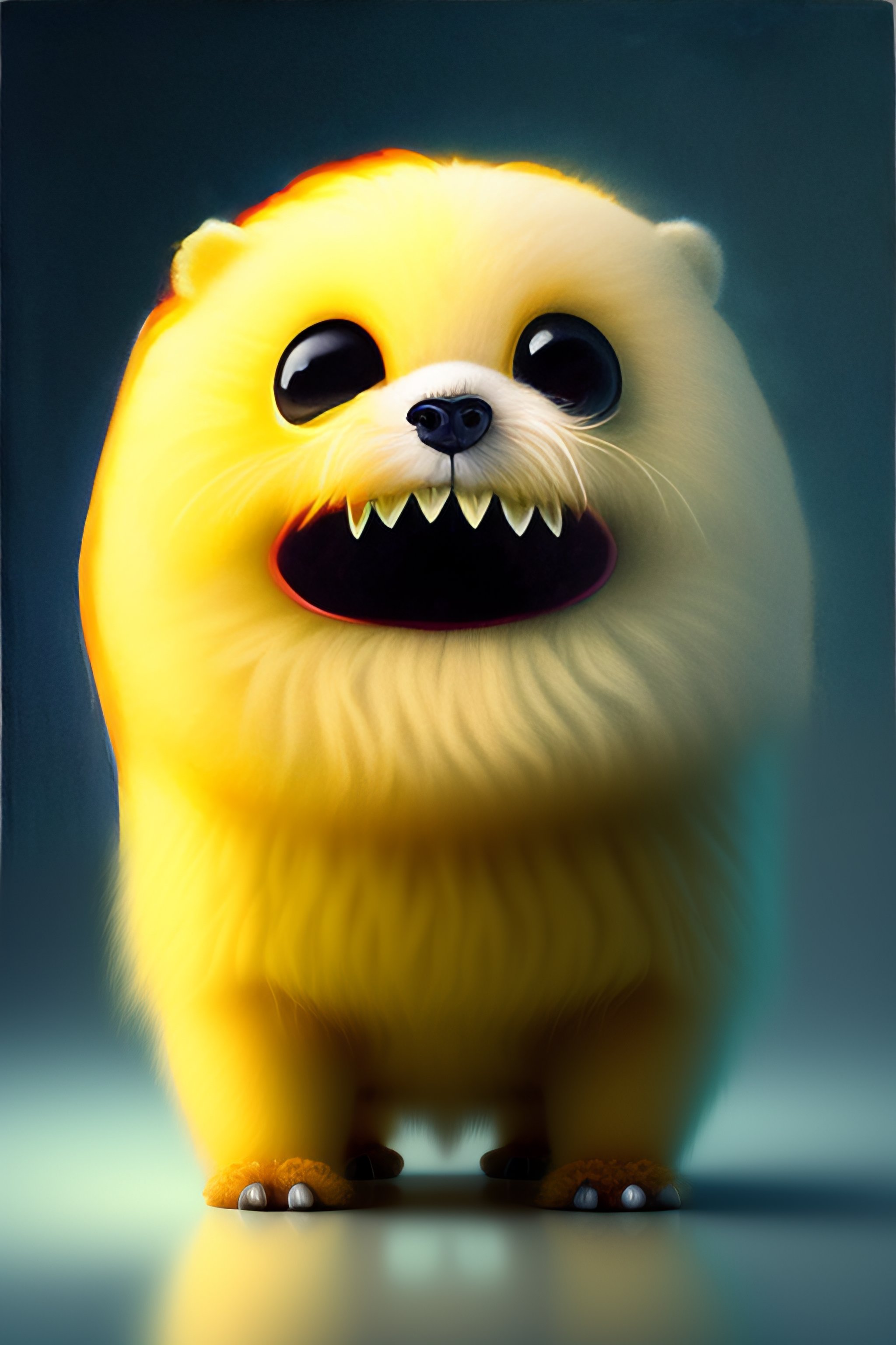 Lexica - Cute fluffy monster with big eyes and sharp teeth
