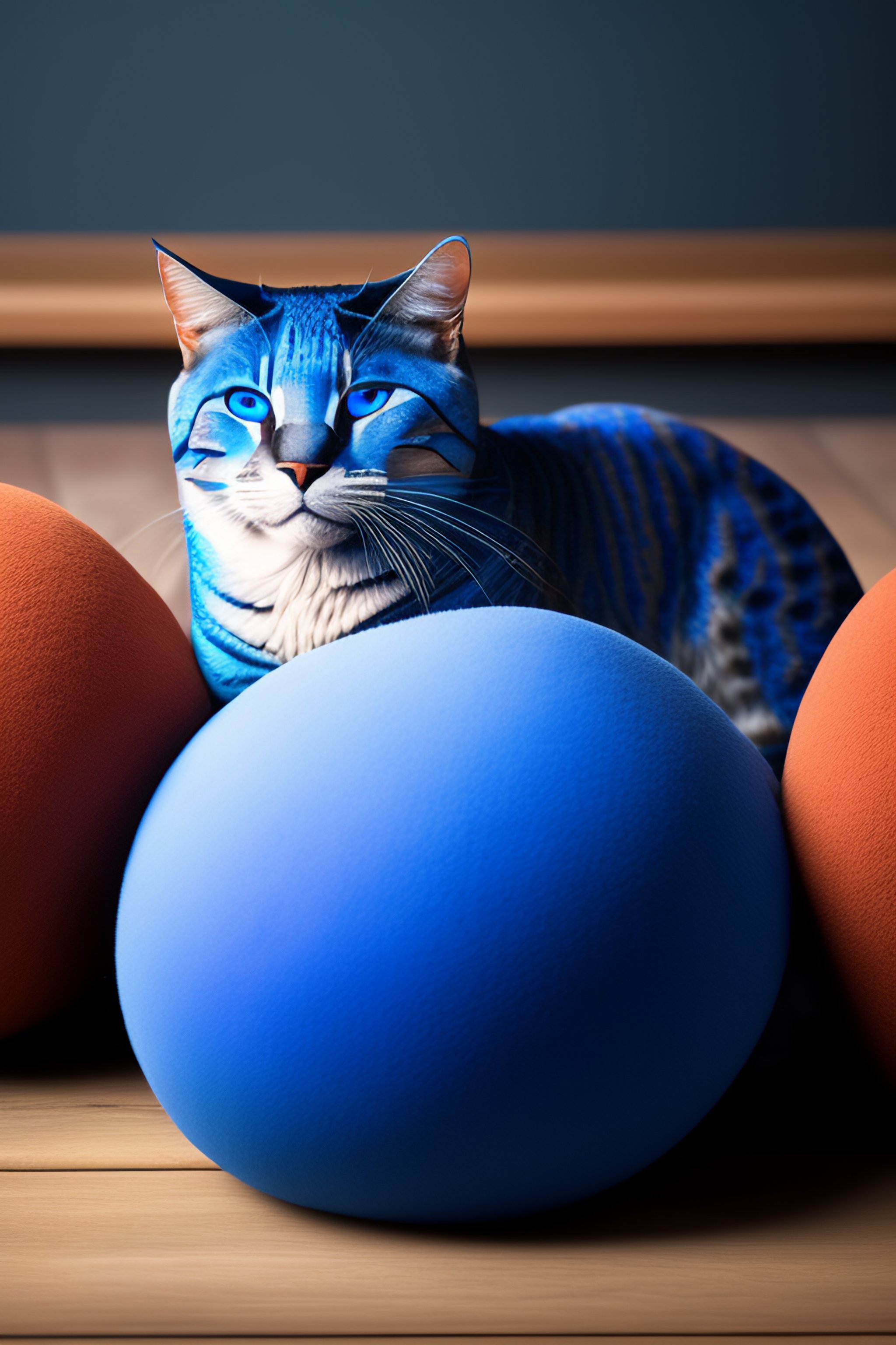 Lexica - A close up of a blue cats balls sack