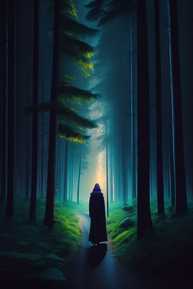 Lexica - Wild forest at night, so much tree, with abandoned old ...
