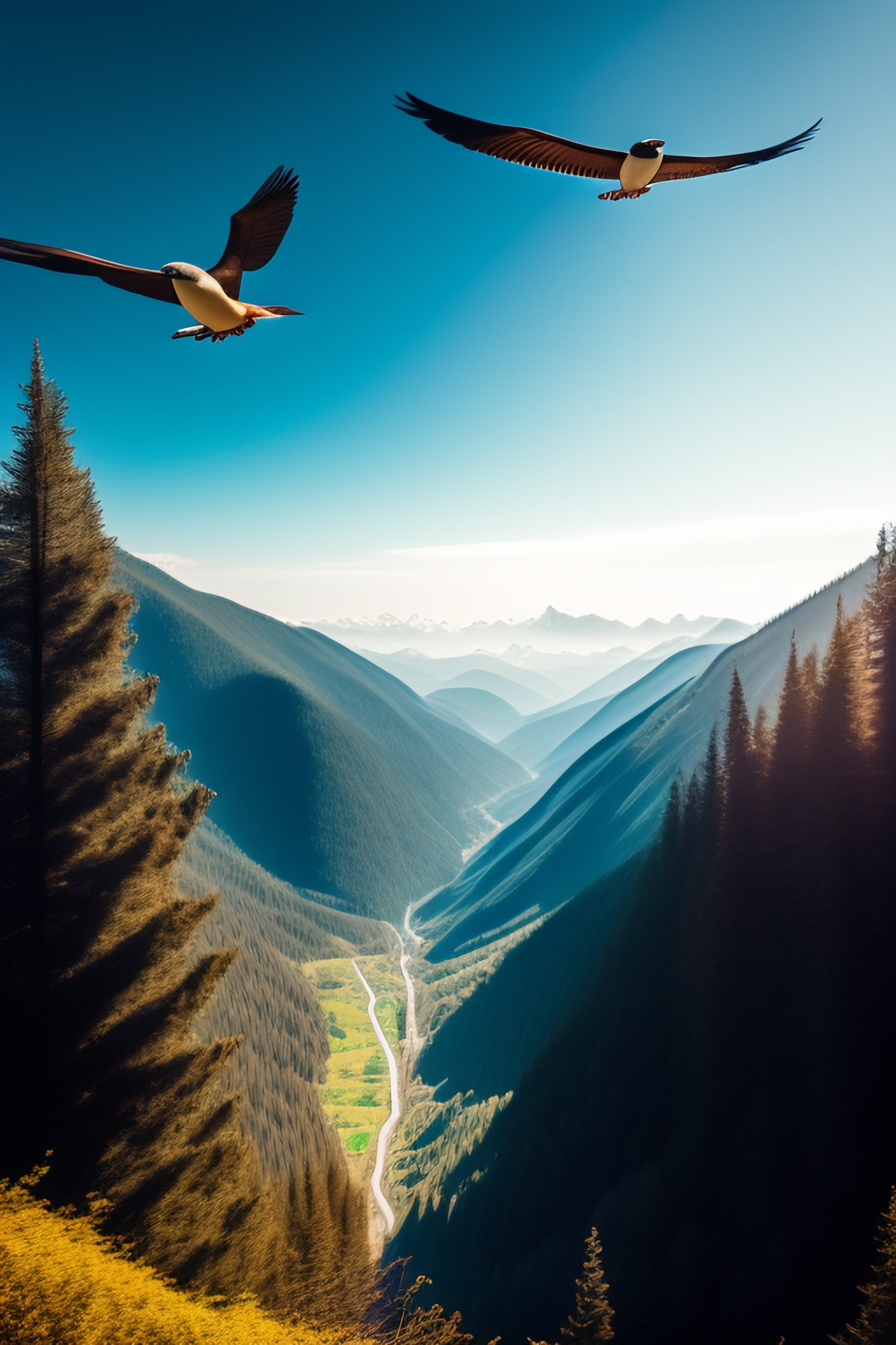 Lexica - Extreme wide view of a forest oil Turnner Style. Skyline of ...