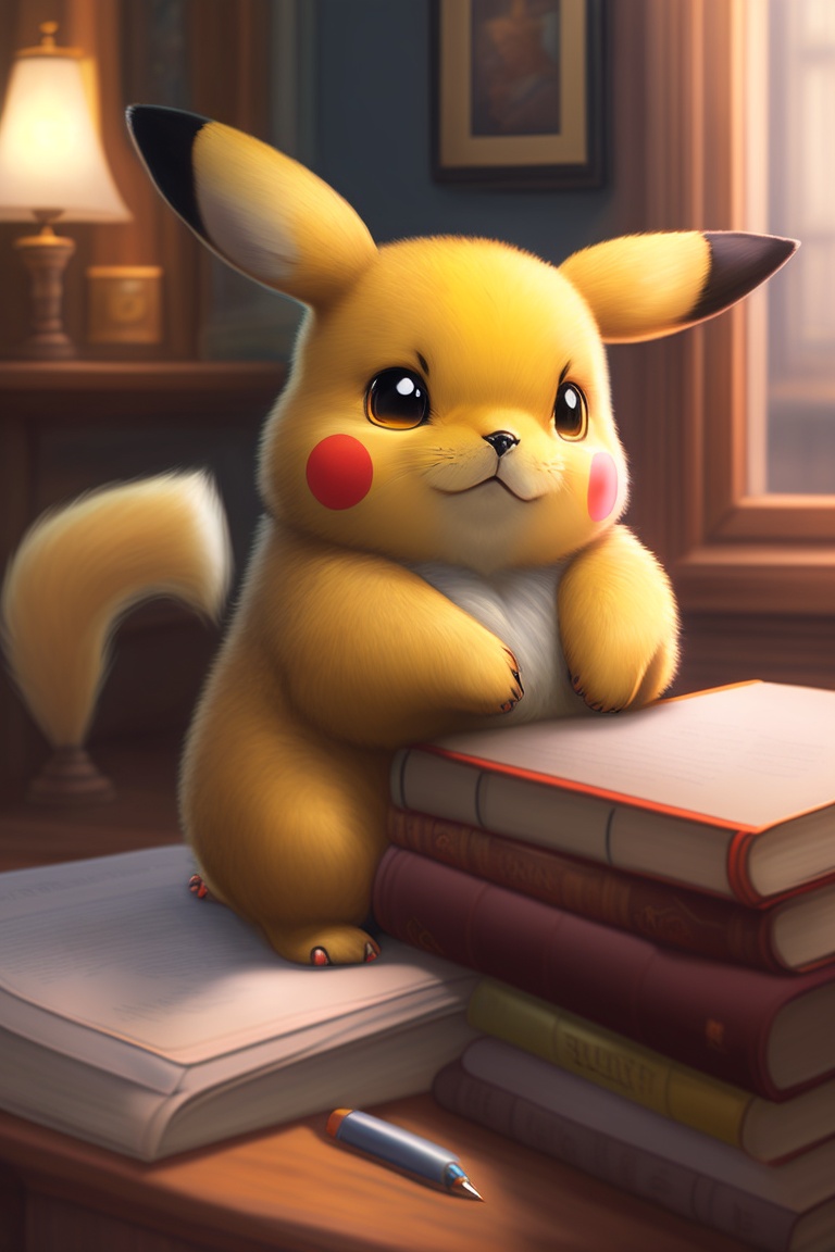Lexica - Pikachu , paperwork, exhausted, cute, really cute, cozy,by ...