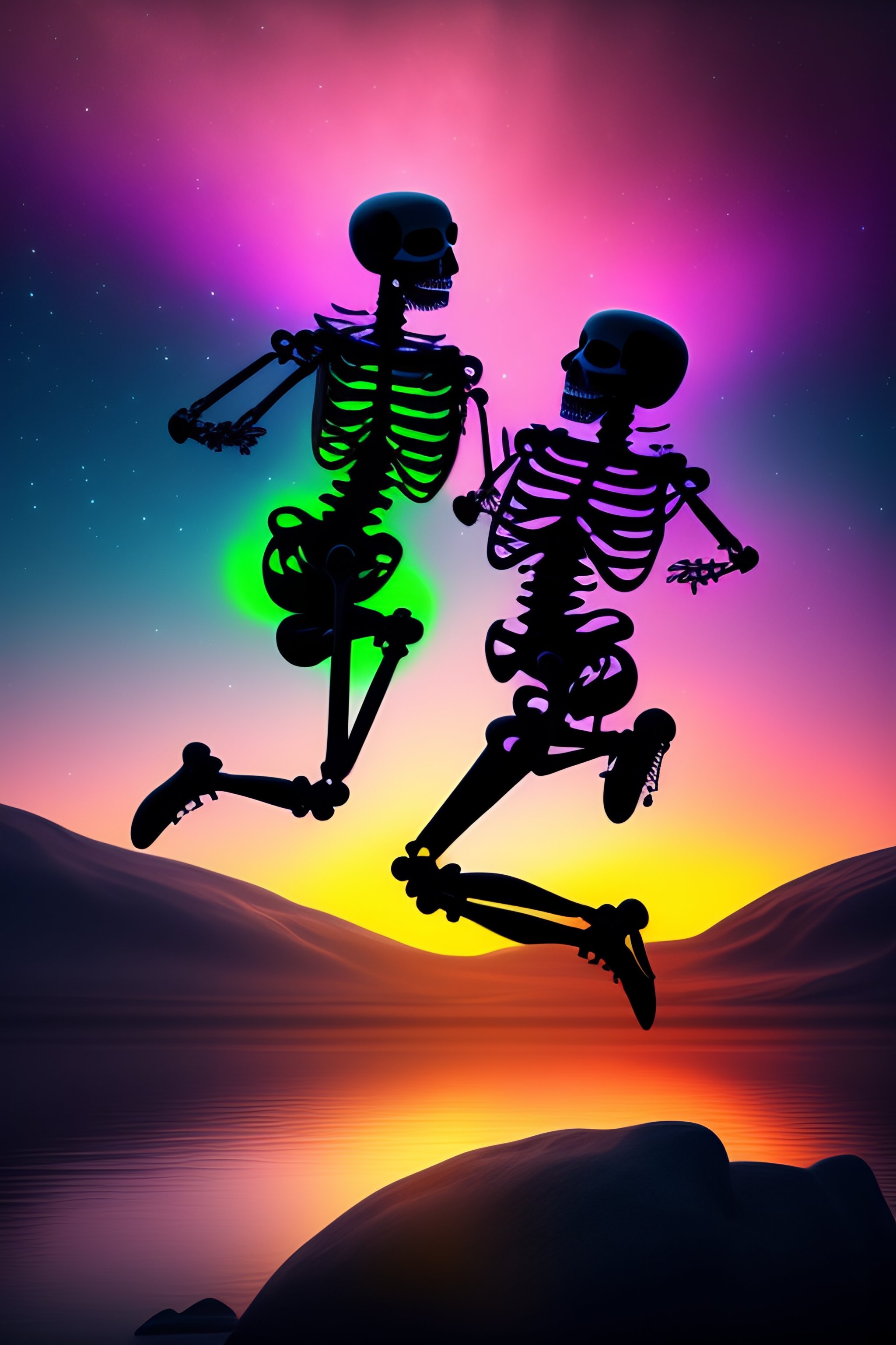 Lexica - A couple of skeletons dancing,happy moment digital art ...